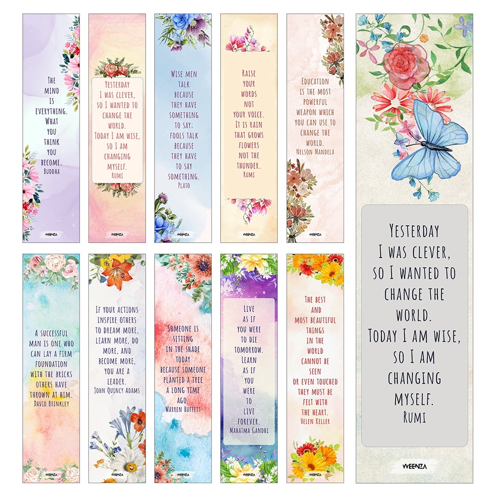 WEENZA Bookmarks, Beautiful Bookmarks, Paper Bookmarks, Motivational ...