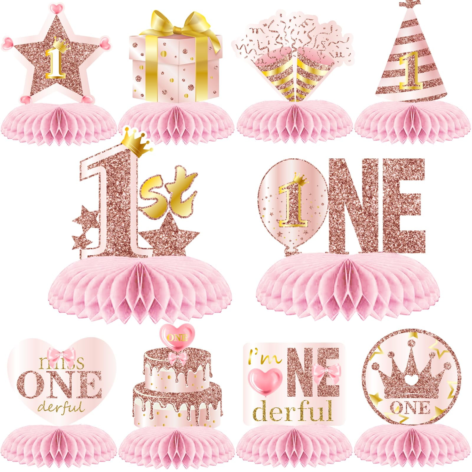 WEEPA 10 Pcs 1st birthday decorations, Honeycomb Centerpieces for Baby ...