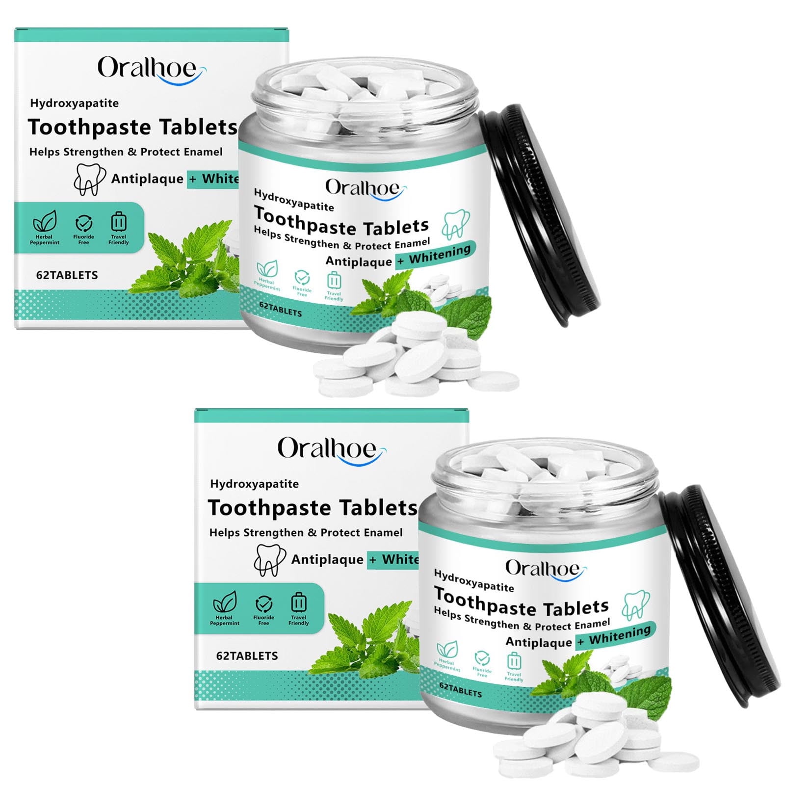 WEGFTDUOP 124 Tablets Nano Hydroxyapatite Toothpaste Tablets | Fluoride ...