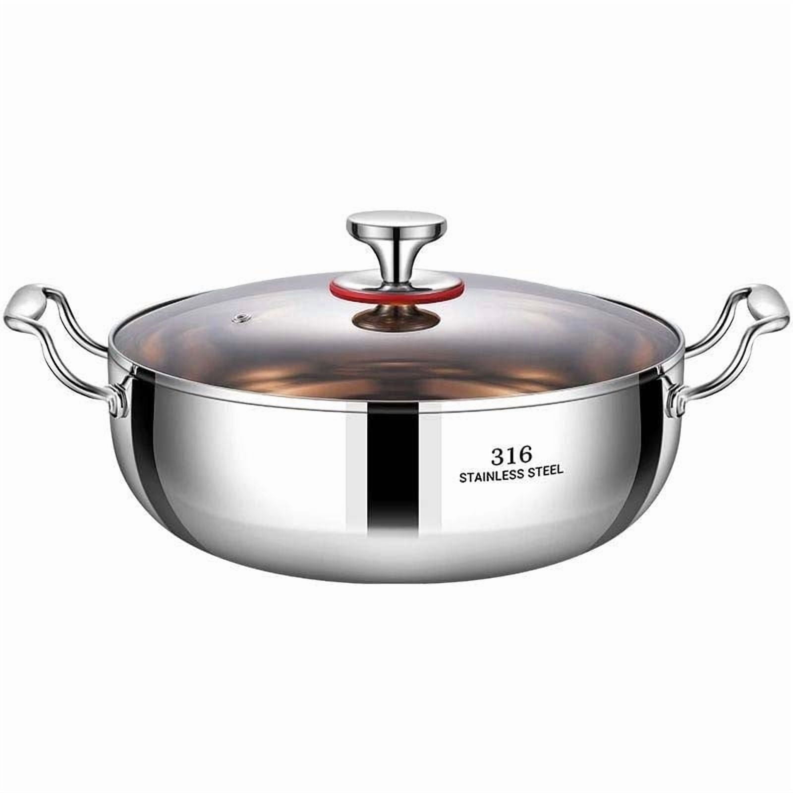 WEGFTDUOP 32cm Stainless Steel Stockpot with Glass Lid, 2.1-4L Extra ...