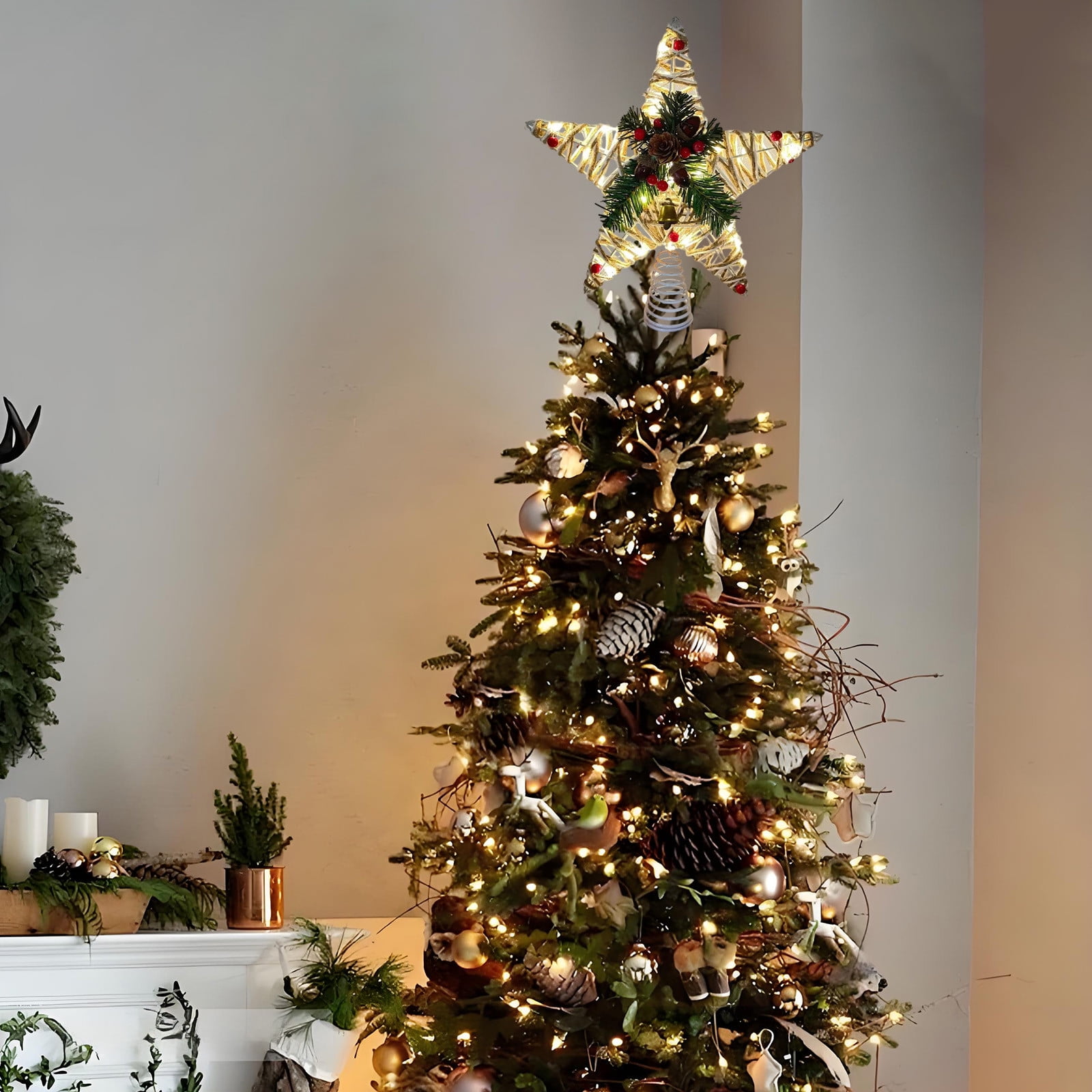 WEGFTDUOP Christmas Decorations Wrought Iron Christmas Tree Top Star ...