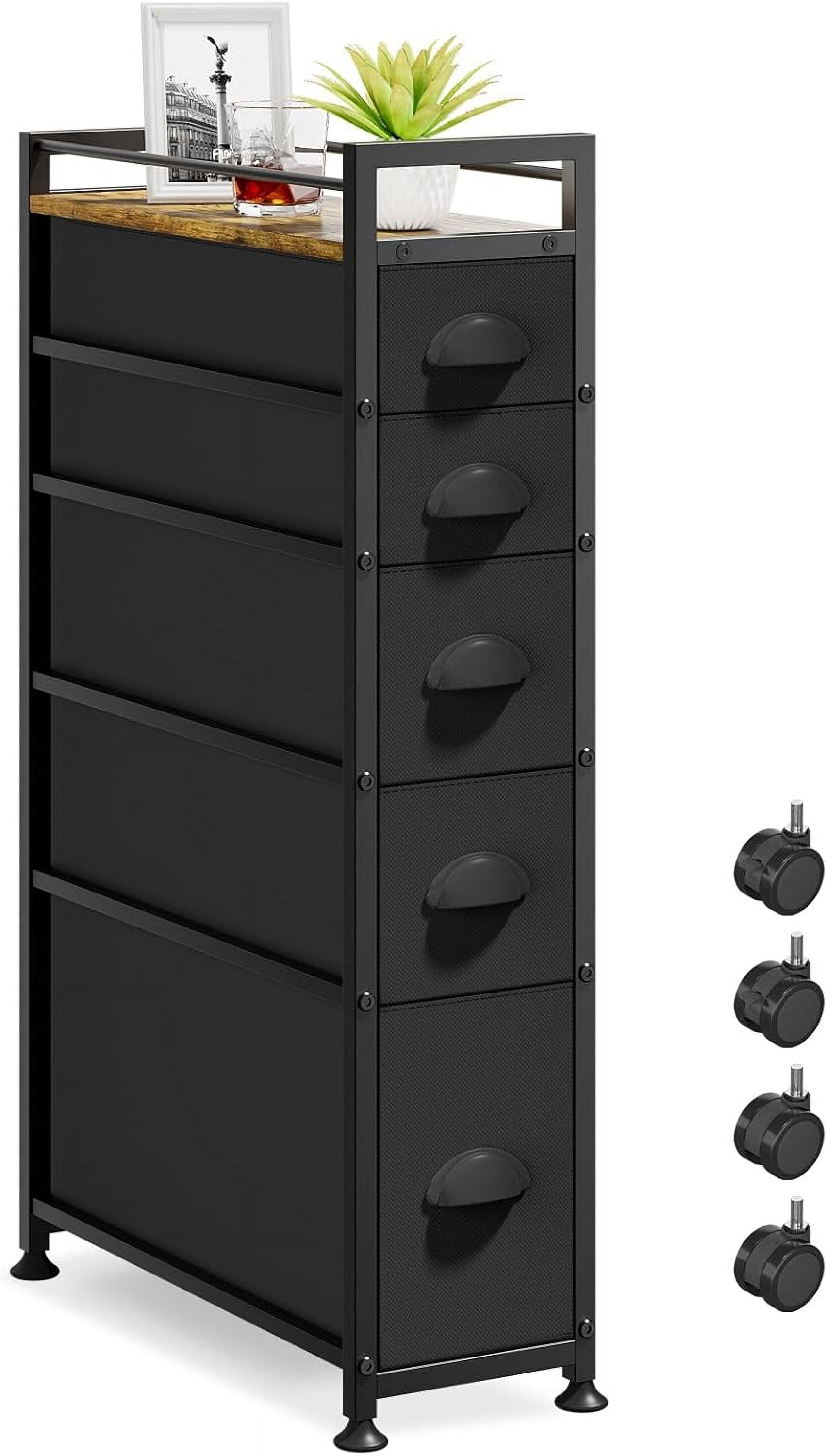 WEI 5 Drawer Narrow Dresser Slim Cabinet Skinny Storage Tower Chest ...