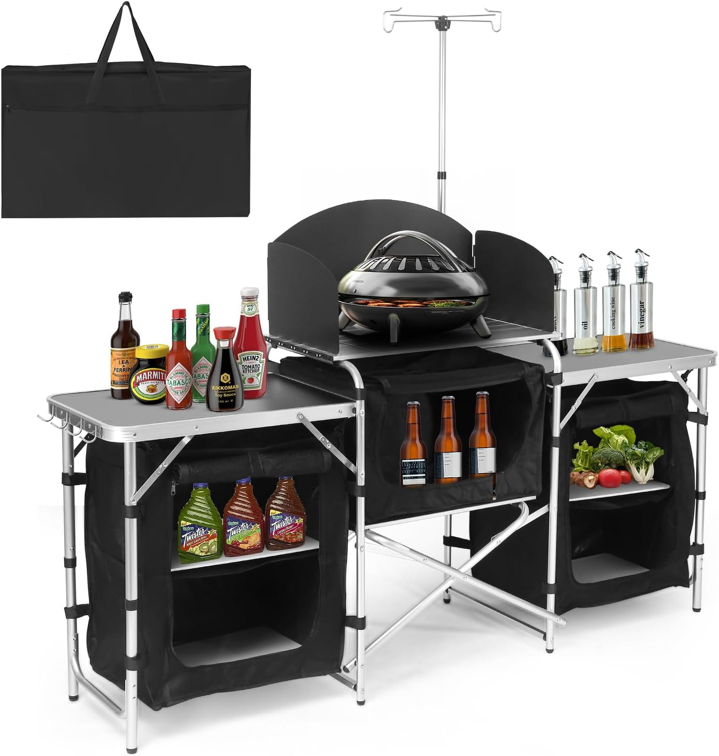 WEI Camping Kitchen Table, Folding Table,Outdoor Cooking Table with ...