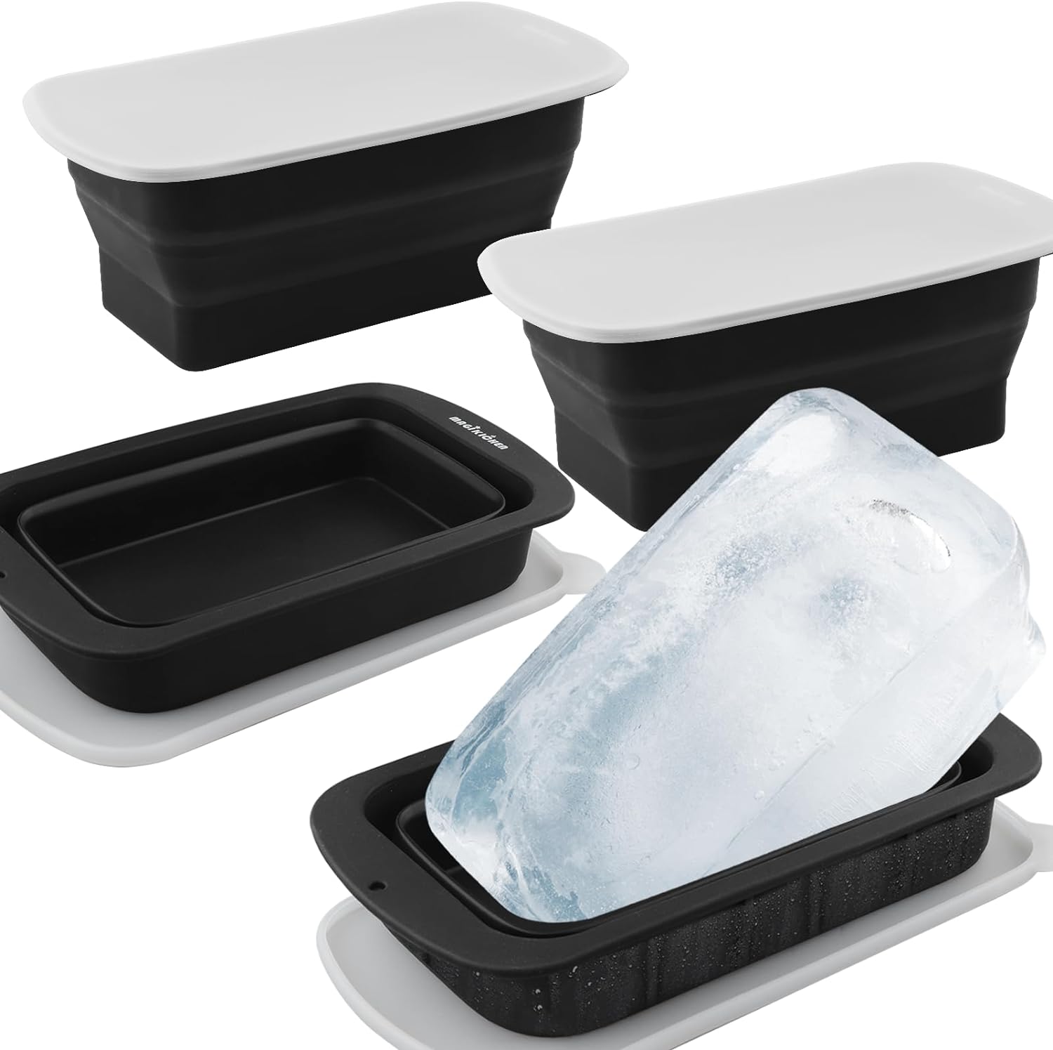 WEI Extra Large Ice Block Mold,4 Pack, 8LB Silicone Ice Bath Ice molds ...