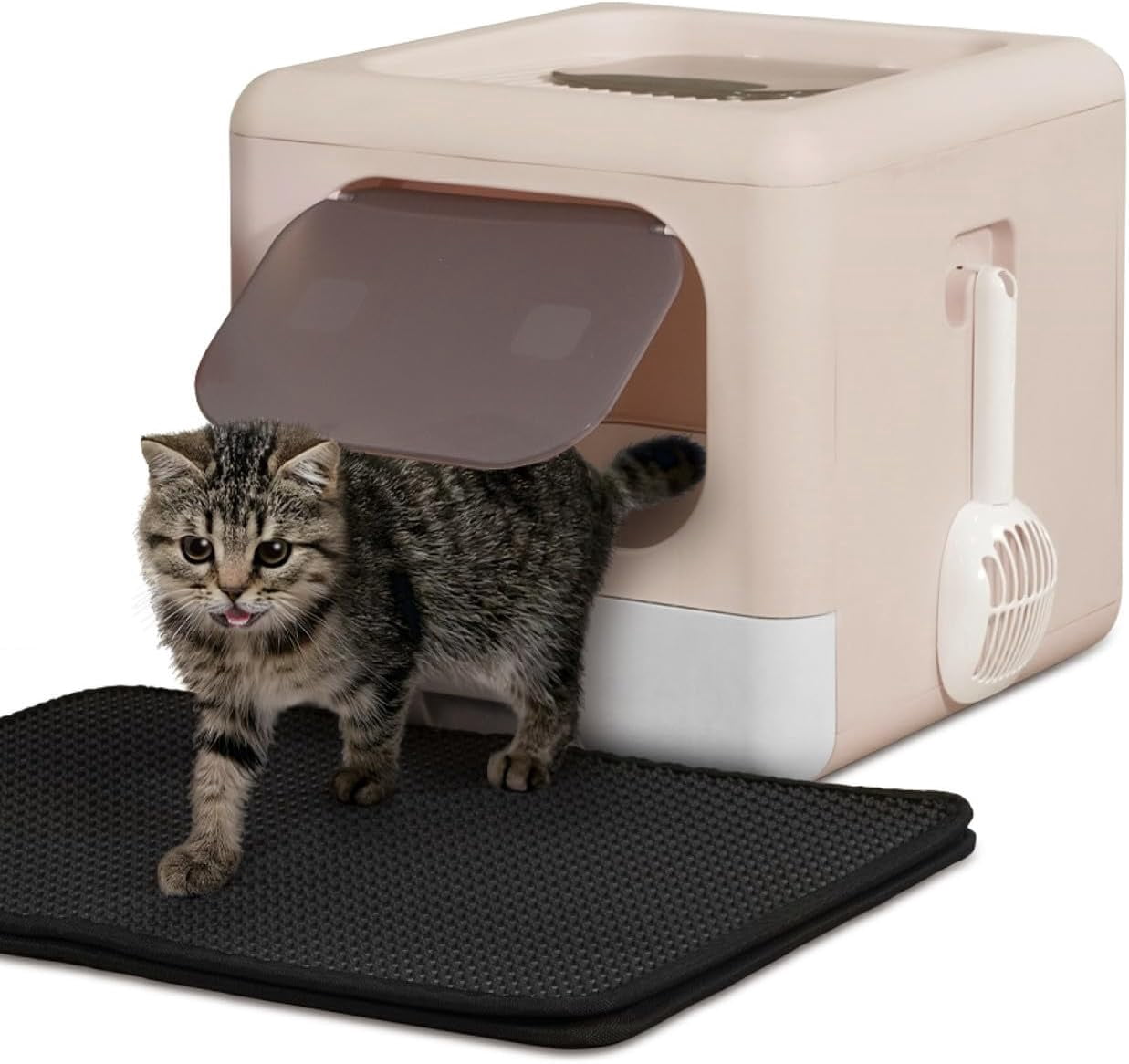 WEI Foldable Cat Litter Box with Lid for Kitten, Two-Way Entry & Exit ...