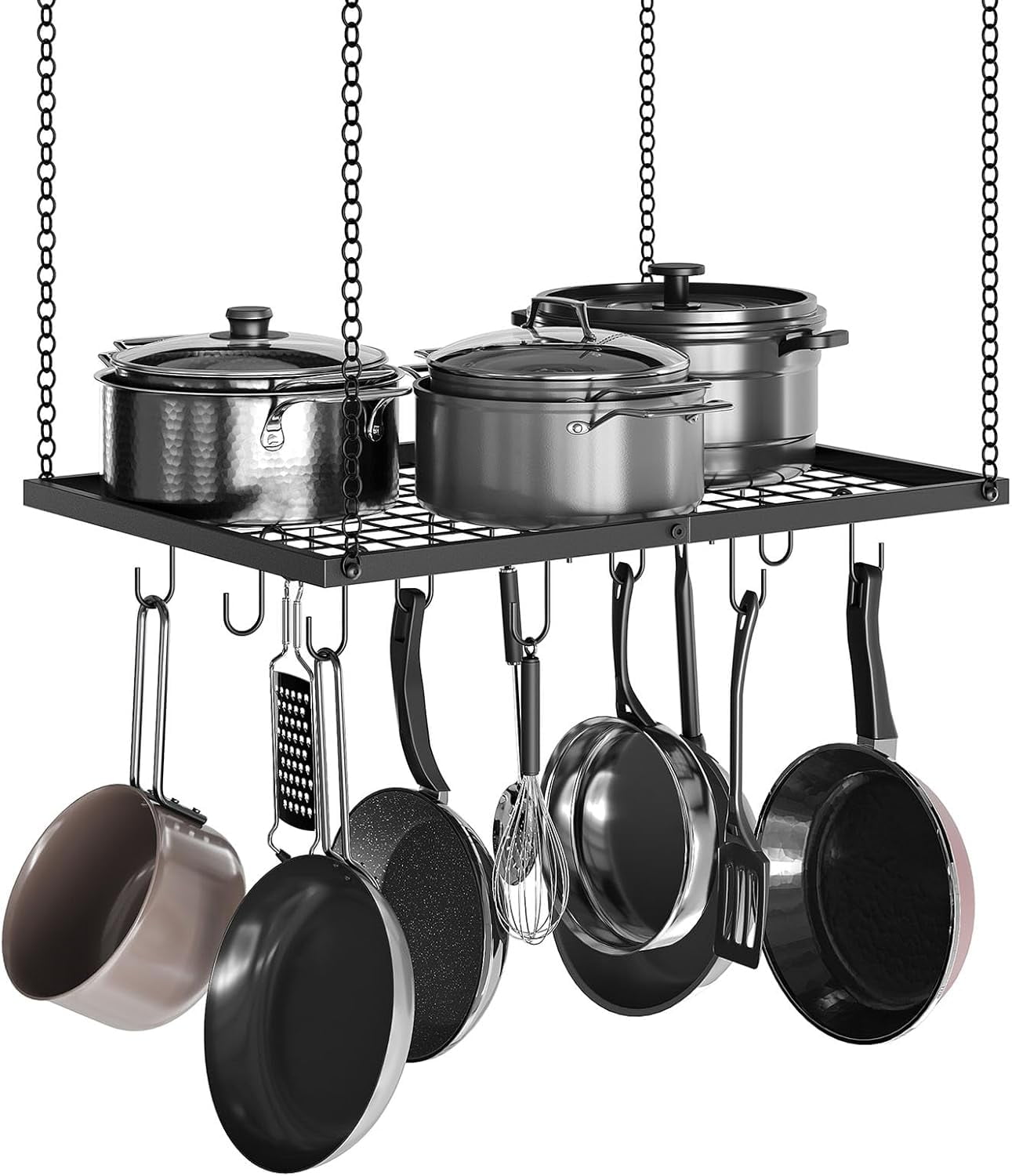 WEI Hanging Pot Rack, Ceiling Mounted Pot Hanger for Kitchen, 12 Hooks ...