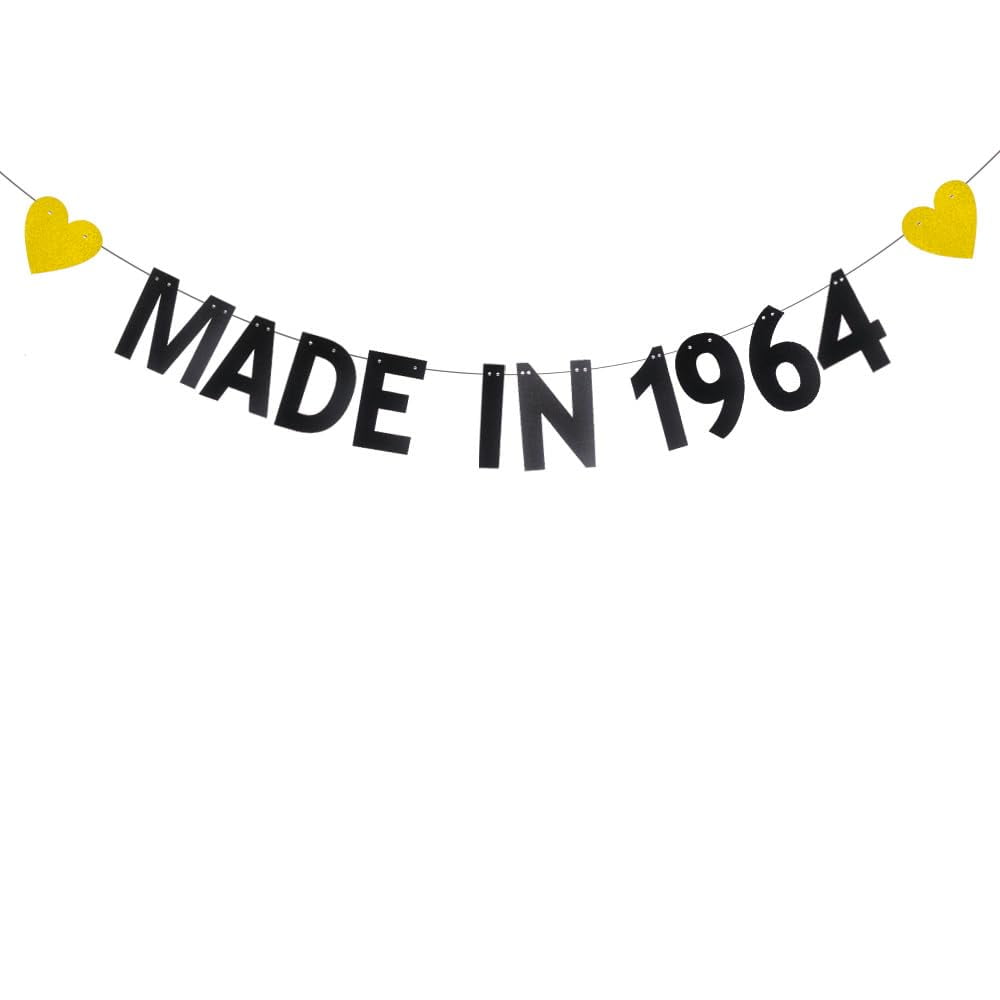 WEIANDBO Black Glitter Banner MADE IN 1964,pre-assembled,60th Birthday ...