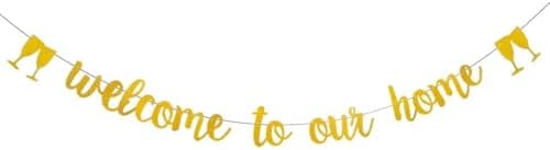 WEIANDBO Welcome to Our Home Gold Glitter Paper Banner,Pre-Strung ...