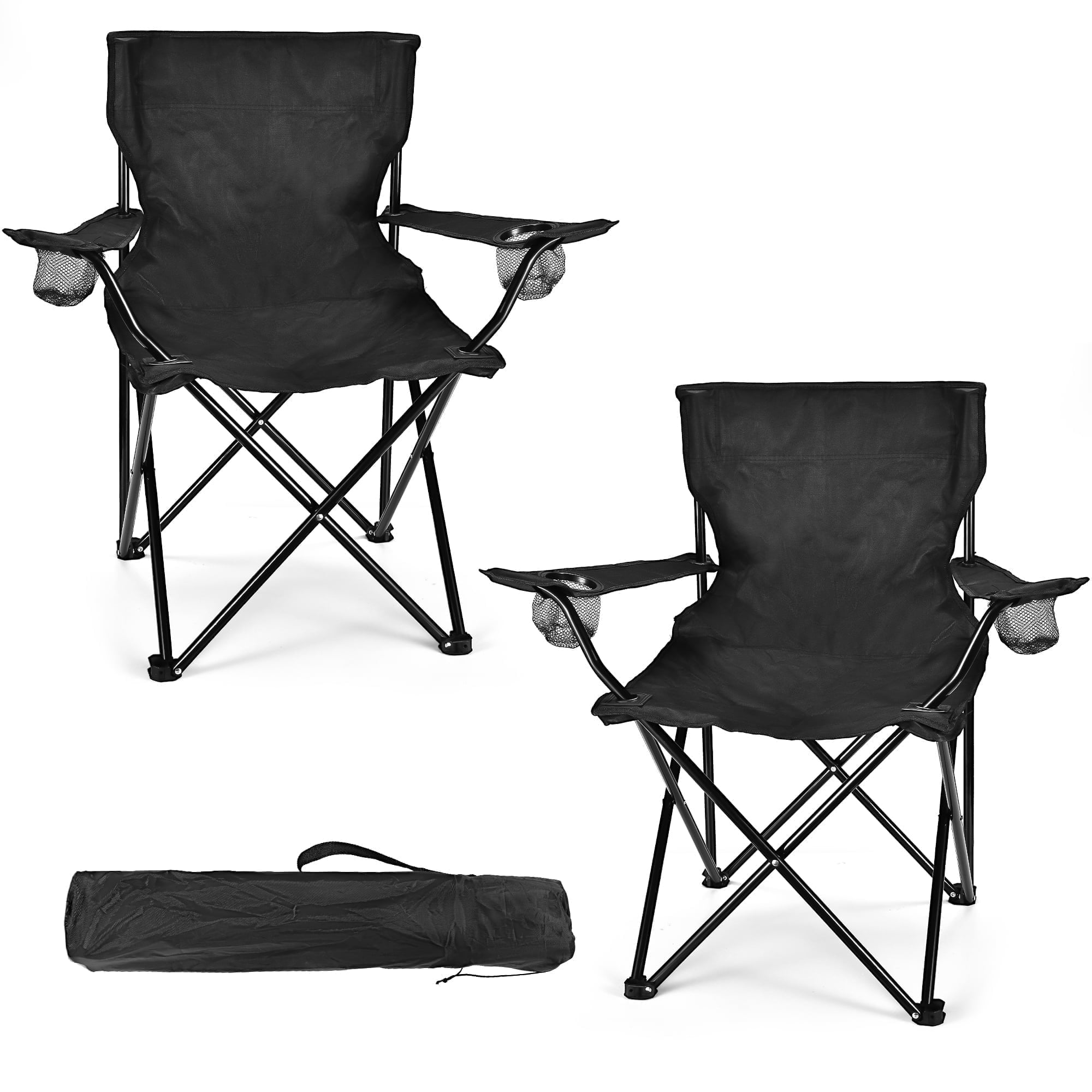 WEIDIORME Camping Chairs, Lightweight and Foldable, Collapsible, Black ...