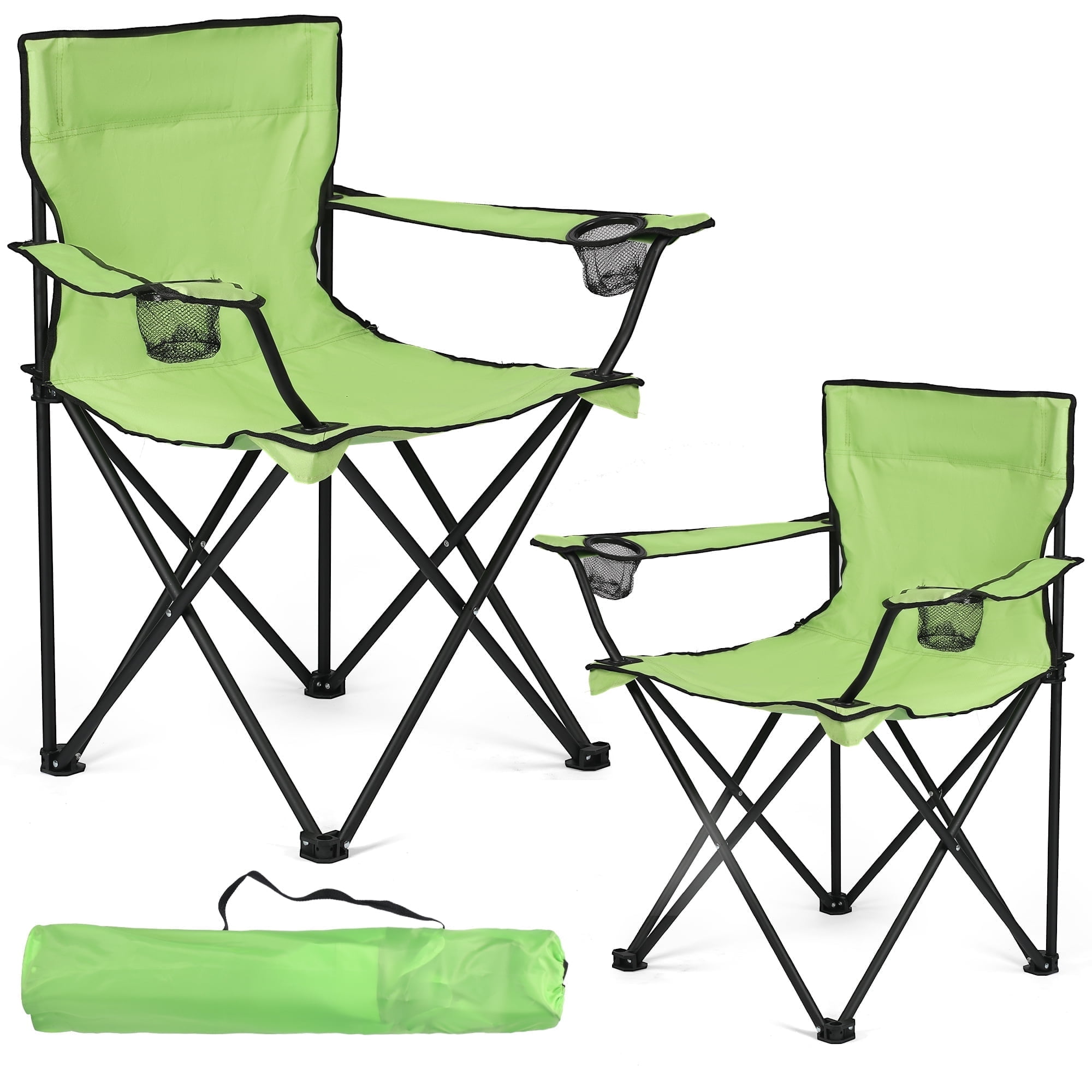 WEIDIORME 2-Pack Collapsible Camping Chairs with Carry Bag, Fruit Green ...