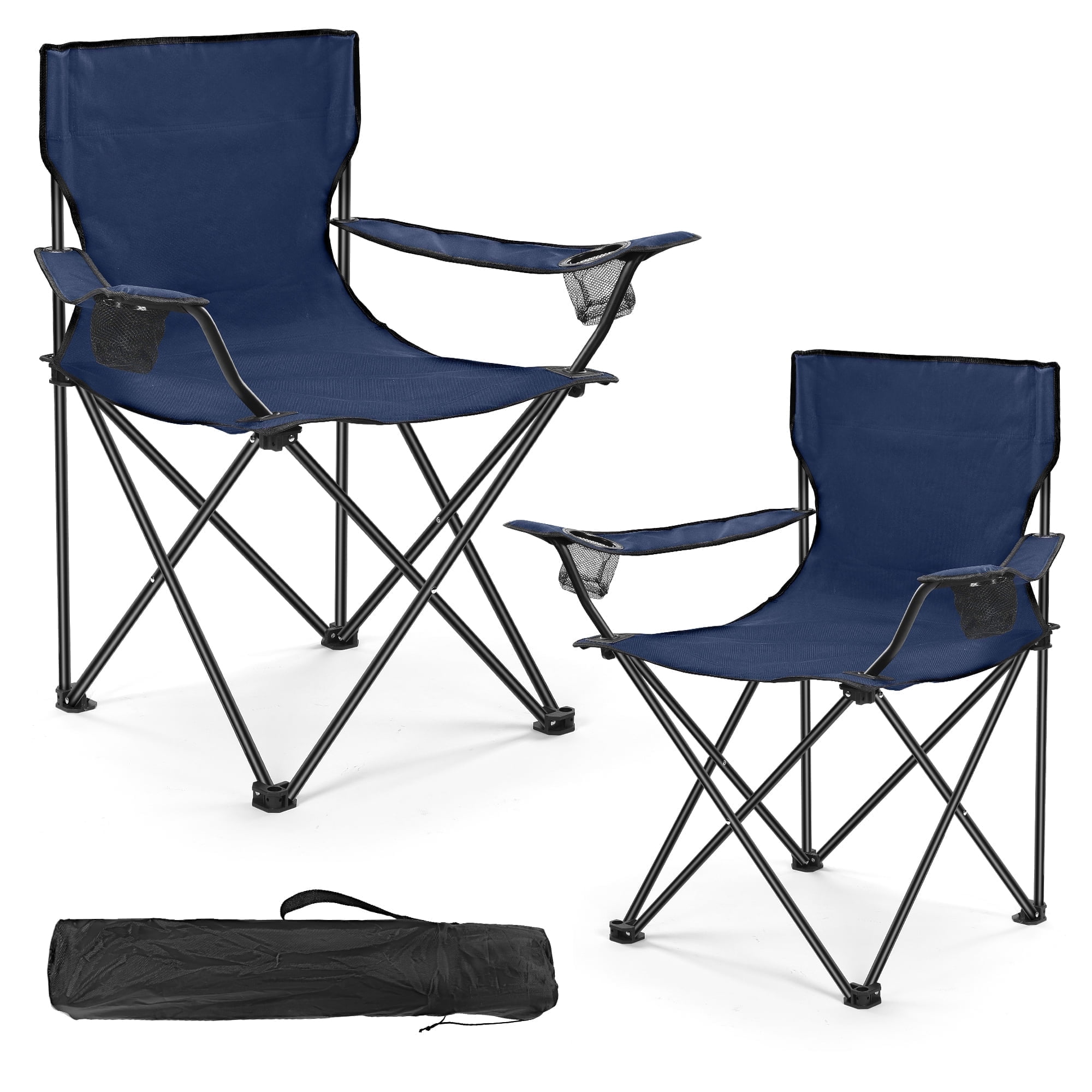 WEIDIORME 2-Pack Collapsible Camping Chairs with Carry Bag, Navy Blue ...