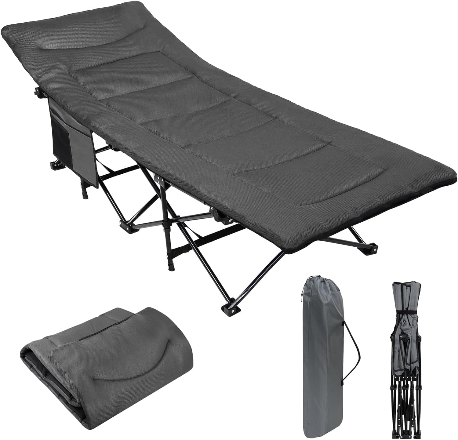 WEIDIORME Oversized Folding Camping Cot with Mattress, Heavy Duty ...