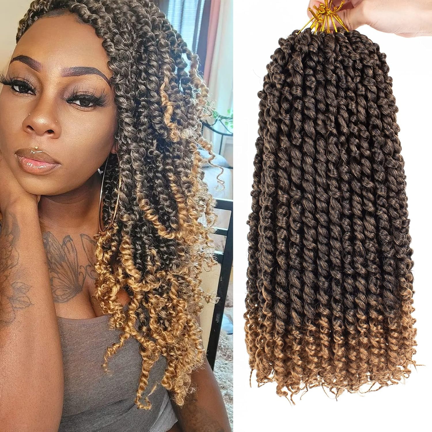 WEIF-12 Inch Passion Twist Hair 8 Packs Ombre Blonde Pre Twisted ...