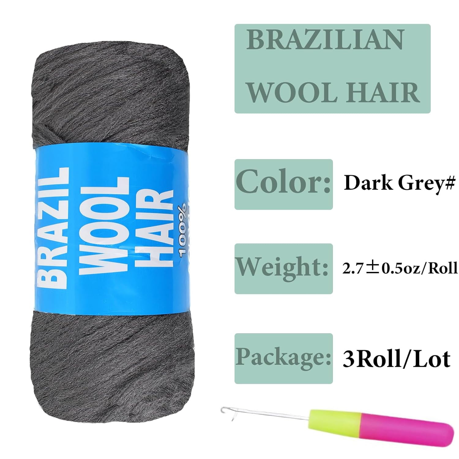 WEIF-3Roll Brazilian Wool Hair Yarn for Braids Senegalese Twisting Faux ...