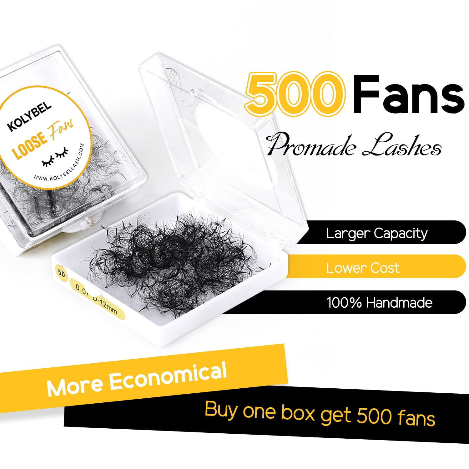 WEIF-500 Premade Fans Lash Extension 10D 0.03 C Curl Promade Fans 14mm ...