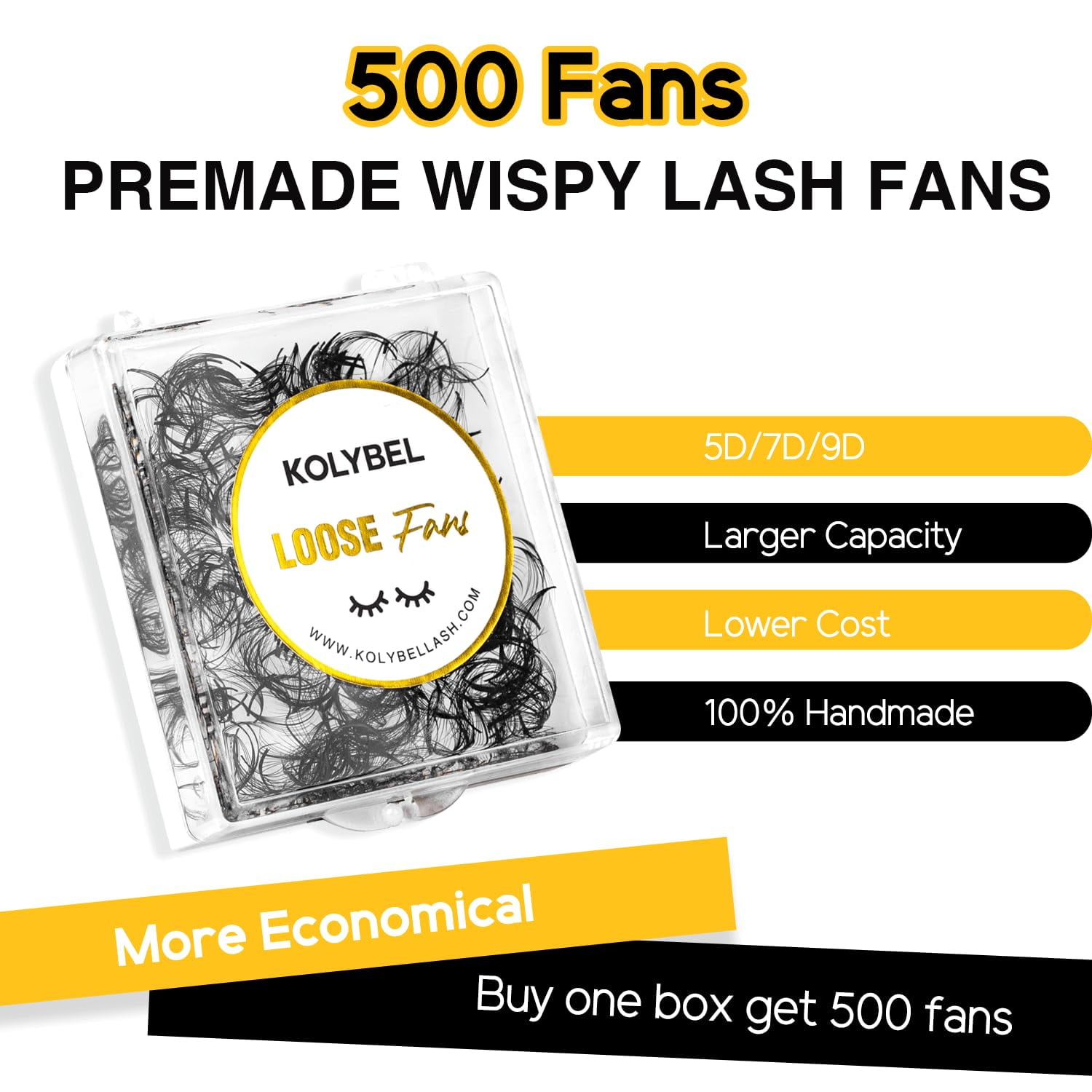 WEIF-500 Wispy Promade Fans 9D 0.07 Wispy Premade Lash Fans C Curl ...