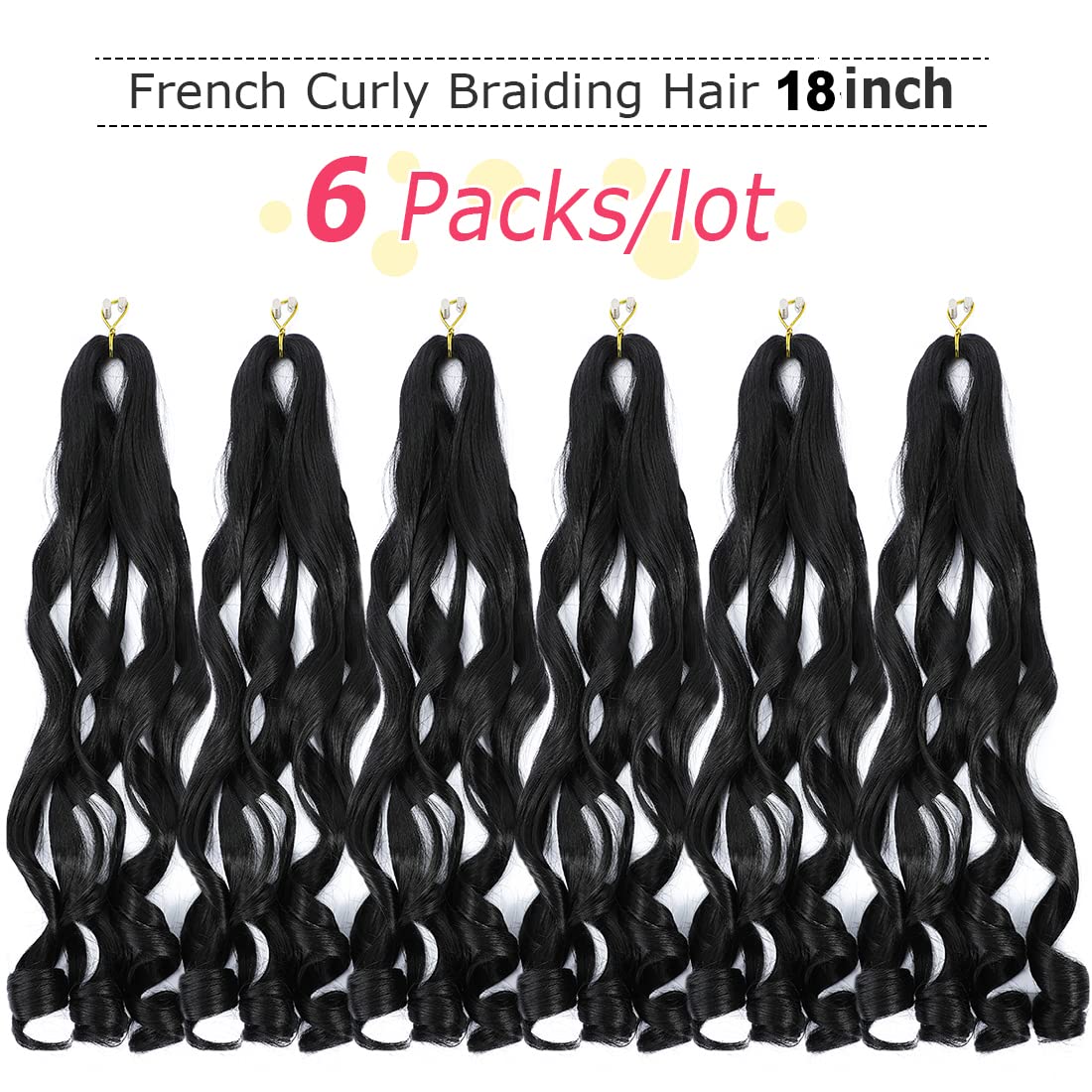 WEIF-6 Packs French Curl Braiding Hair 18 Inch Loose Wave Bouncy ...