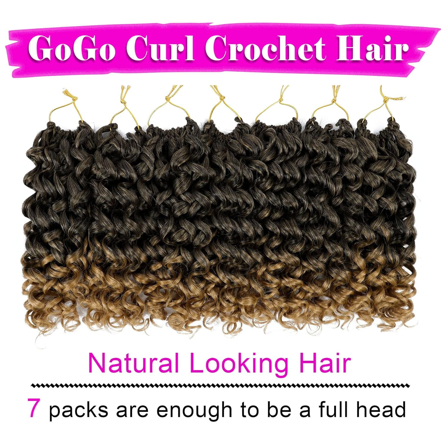WEIF-7 Packs GoGo Curl Crochet Hair 10 Inch Short Curly Crochet Hair ...