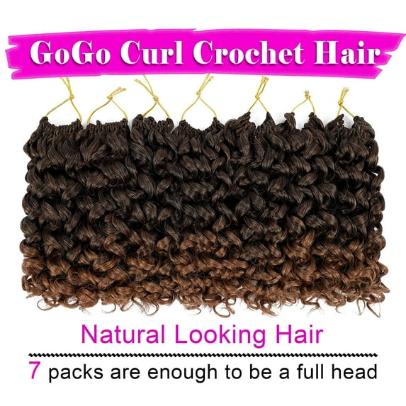 WEIF-7 Packs GoGo Curl Crochet Hair 12 Inch Short Curly Crochet Hair ...