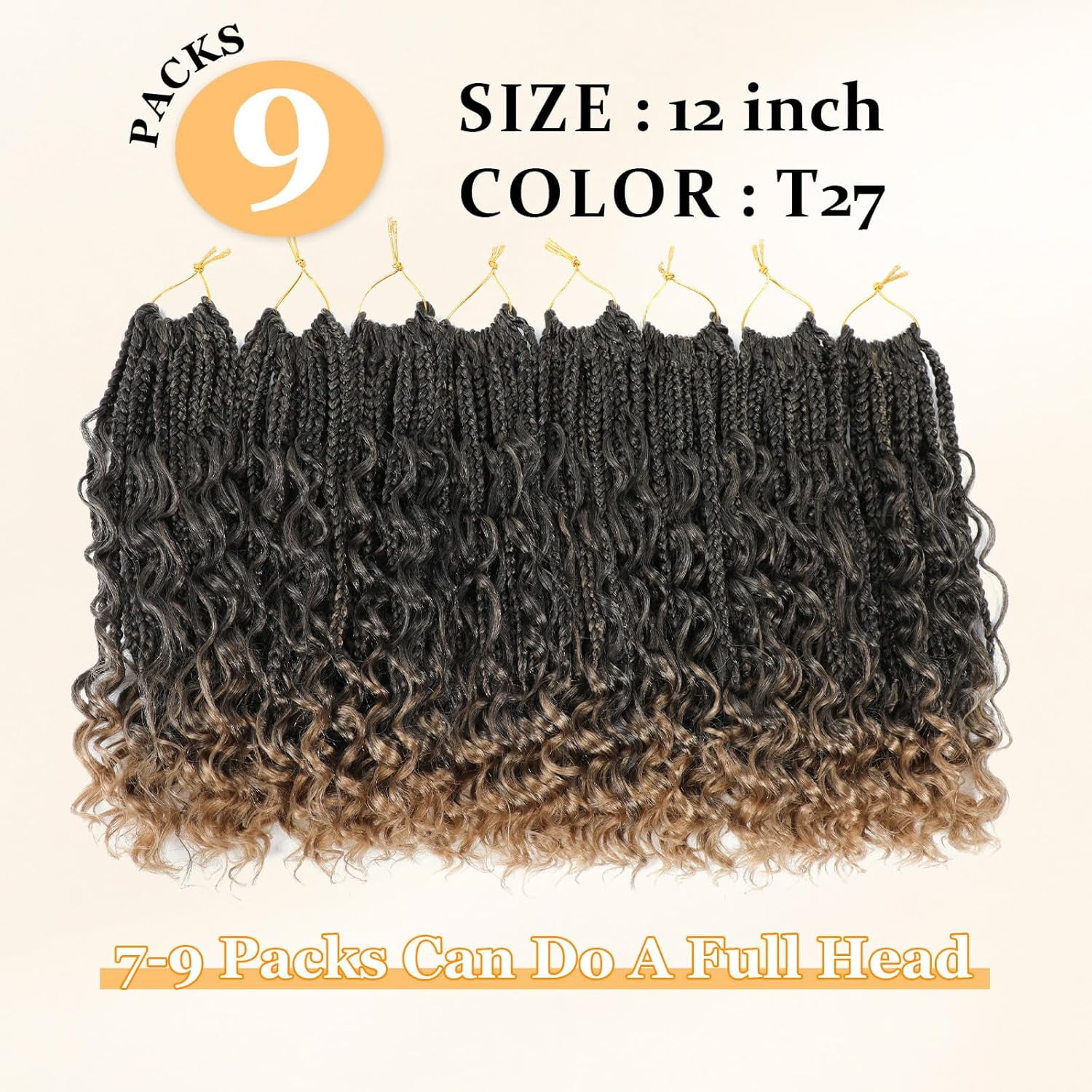 WEIF-9 Packs Goddess Box Braids Crochet Hair Boho Box-Braids With Curly ...