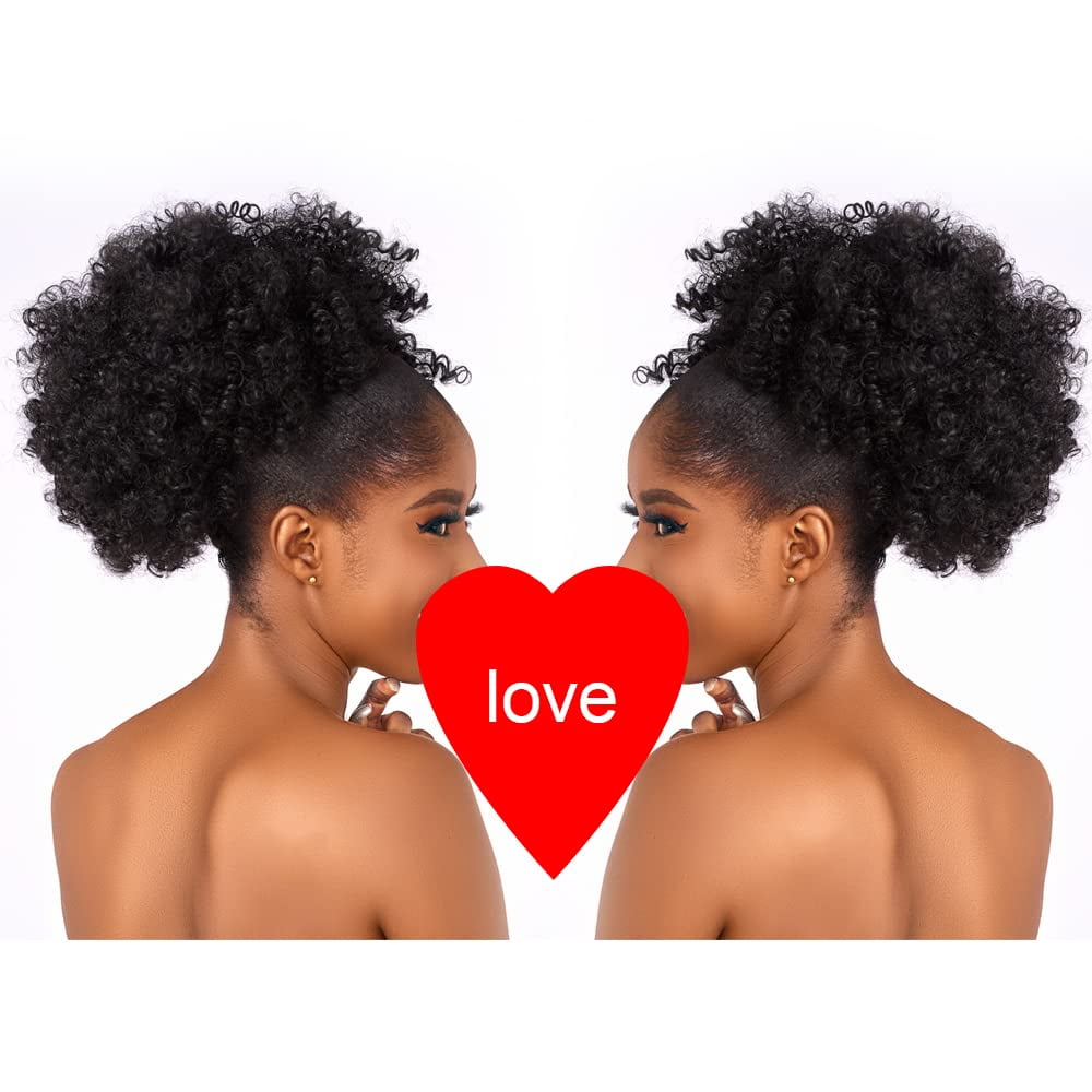 WEIF-Afro Puff kinky curly Drawstring Ponytail Extension for Black ...