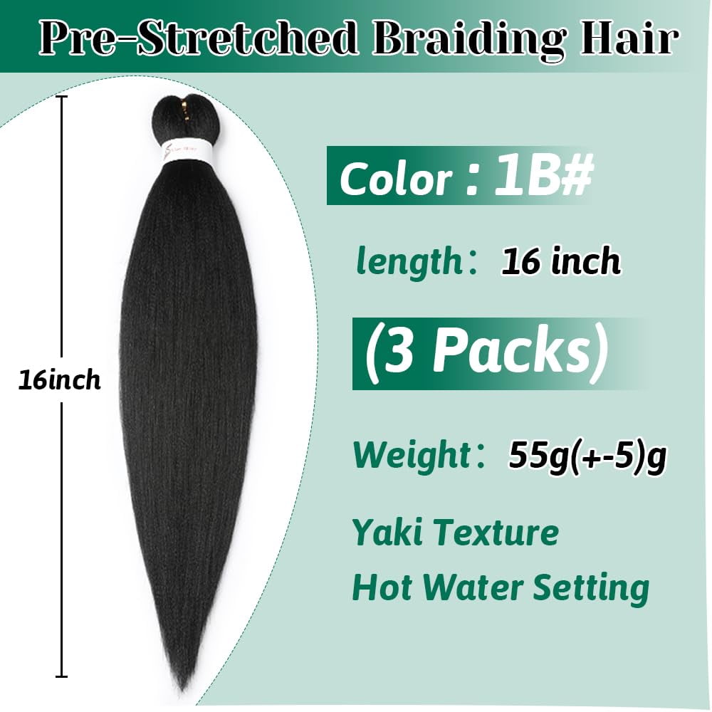 WEIF-Braiding Hair for Kids 16 Inch Brown Pre stretched Braiding Hair ...