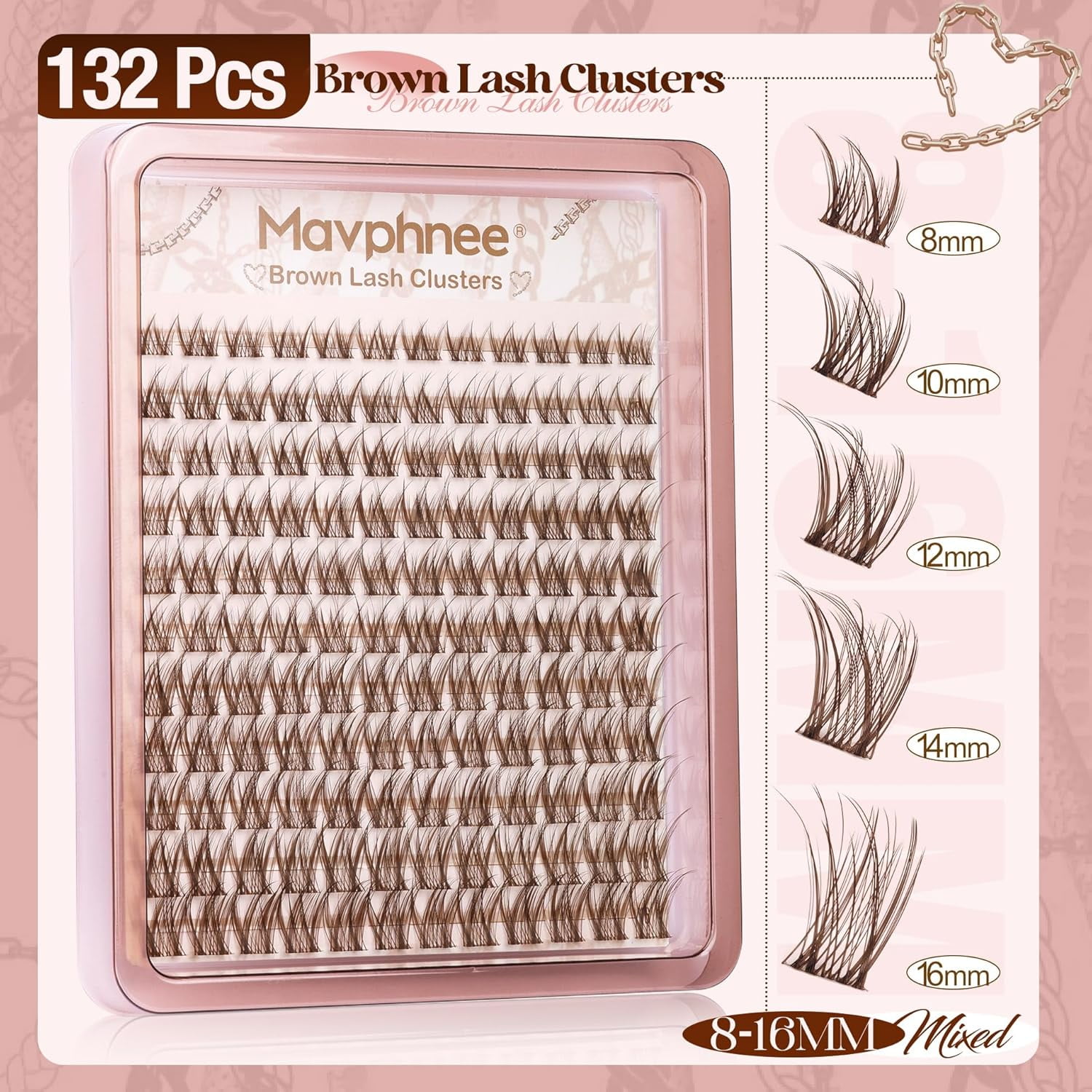 WEIF-Brown Eyelash Clusters Wispy Lash Extension Cluster Natural ...