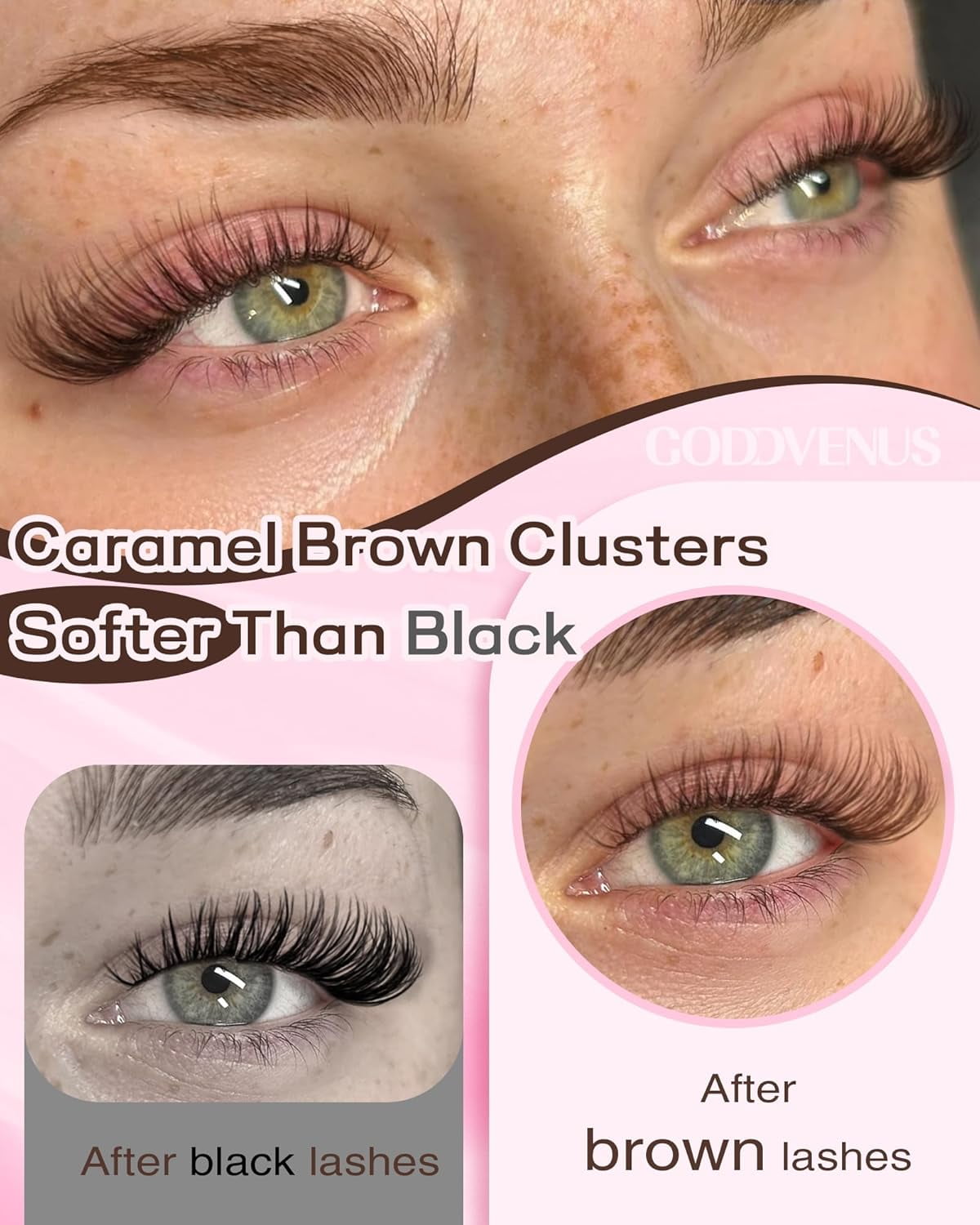 WEIF-Brown Lash Clusters Natural For Soft Glam 300Pcs Wispy Lashes ...