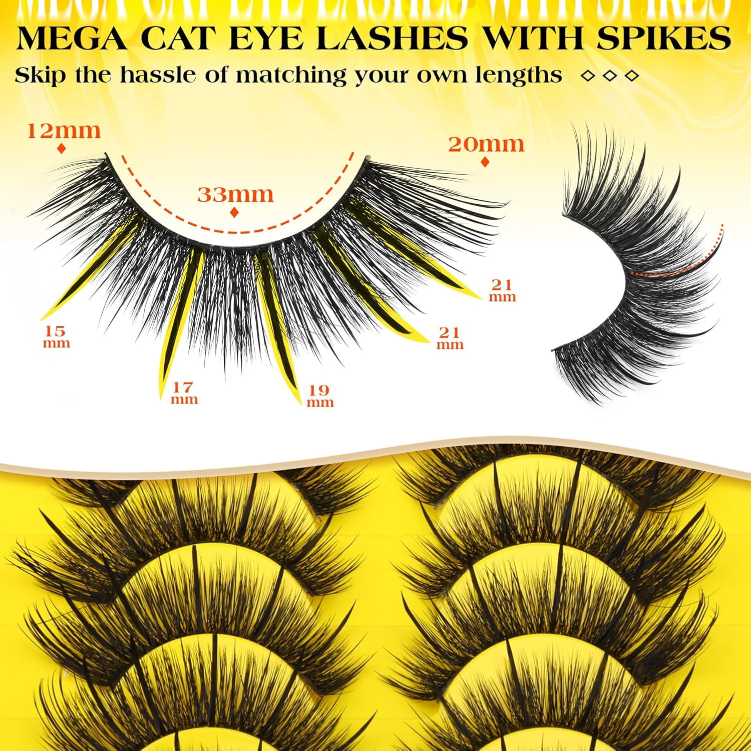 WEIF-Cat Eye Lashes Spiky False Eyelashes Long Thick Faux Mink Lashes ...
