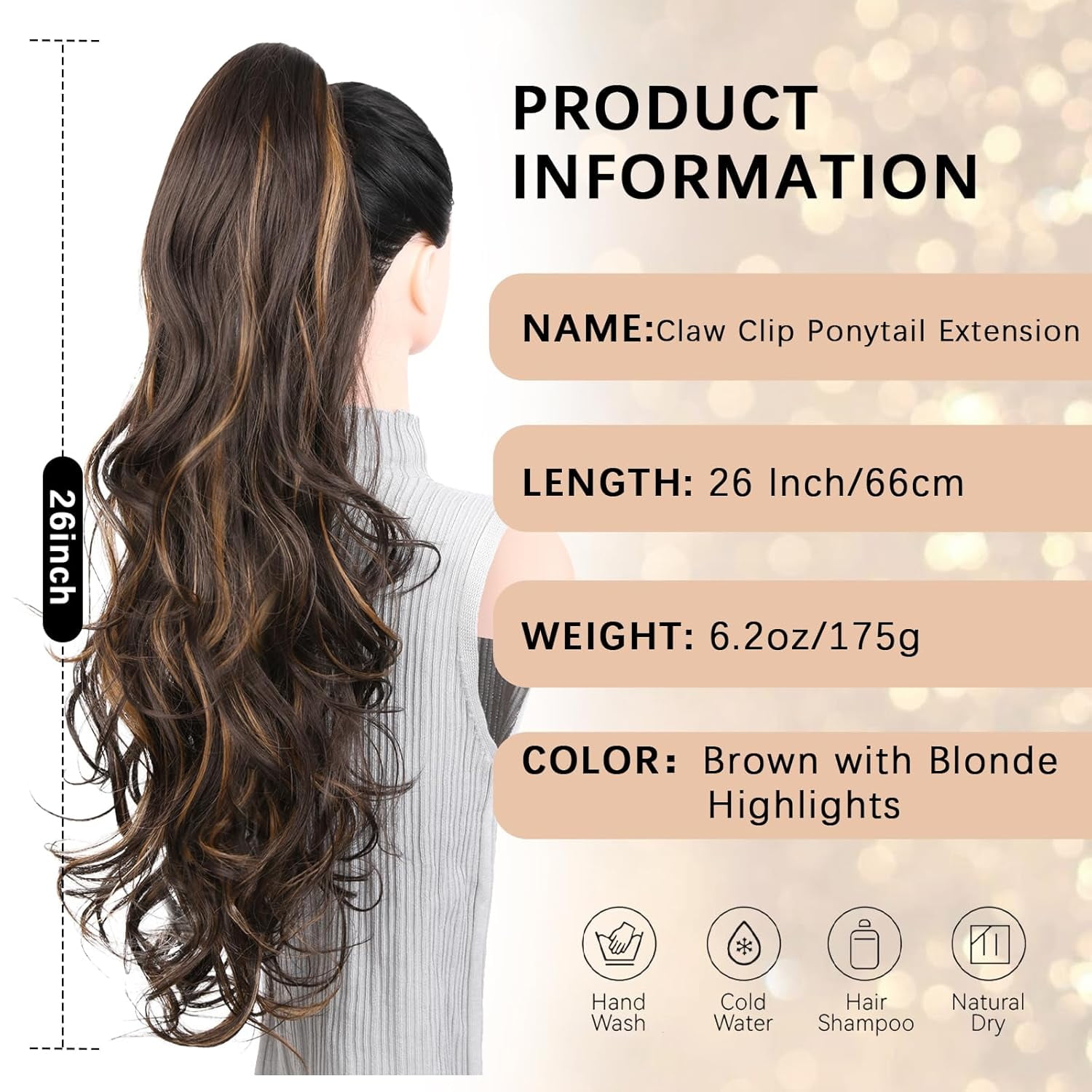 WEIF-Claw Clip Ponytail Extension - 26 Inch Long Ponytail Extension ...