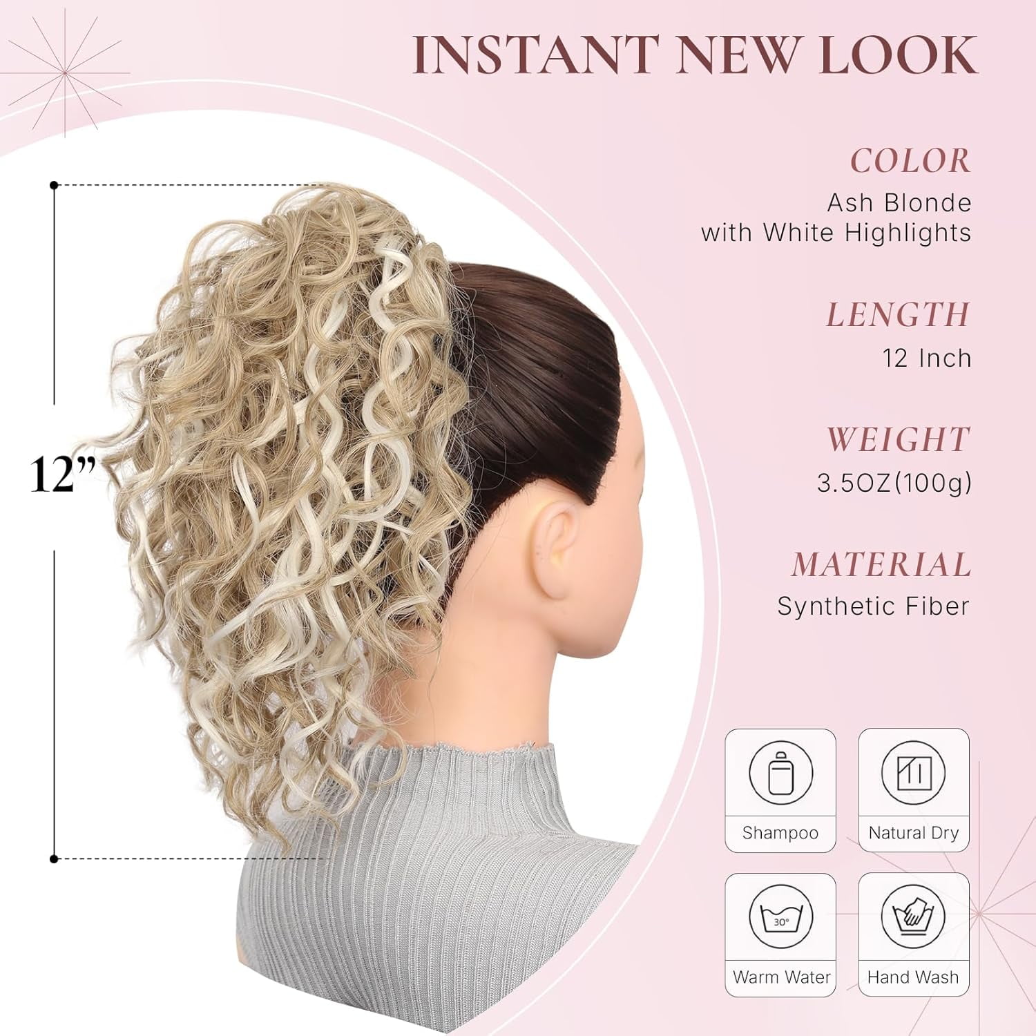 WEIF-Clip on Ponytails for Women - 12 Inch Curly Ponytail Extension ...