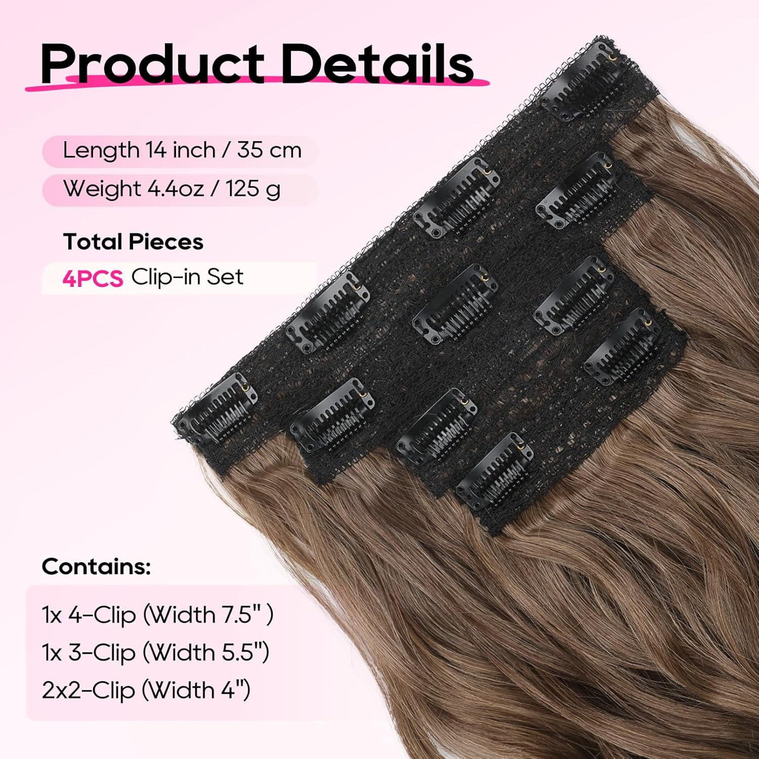 WEIF-Clip in Hair Extensions - 14" Short Beach Wavy Hairpieces with ...
