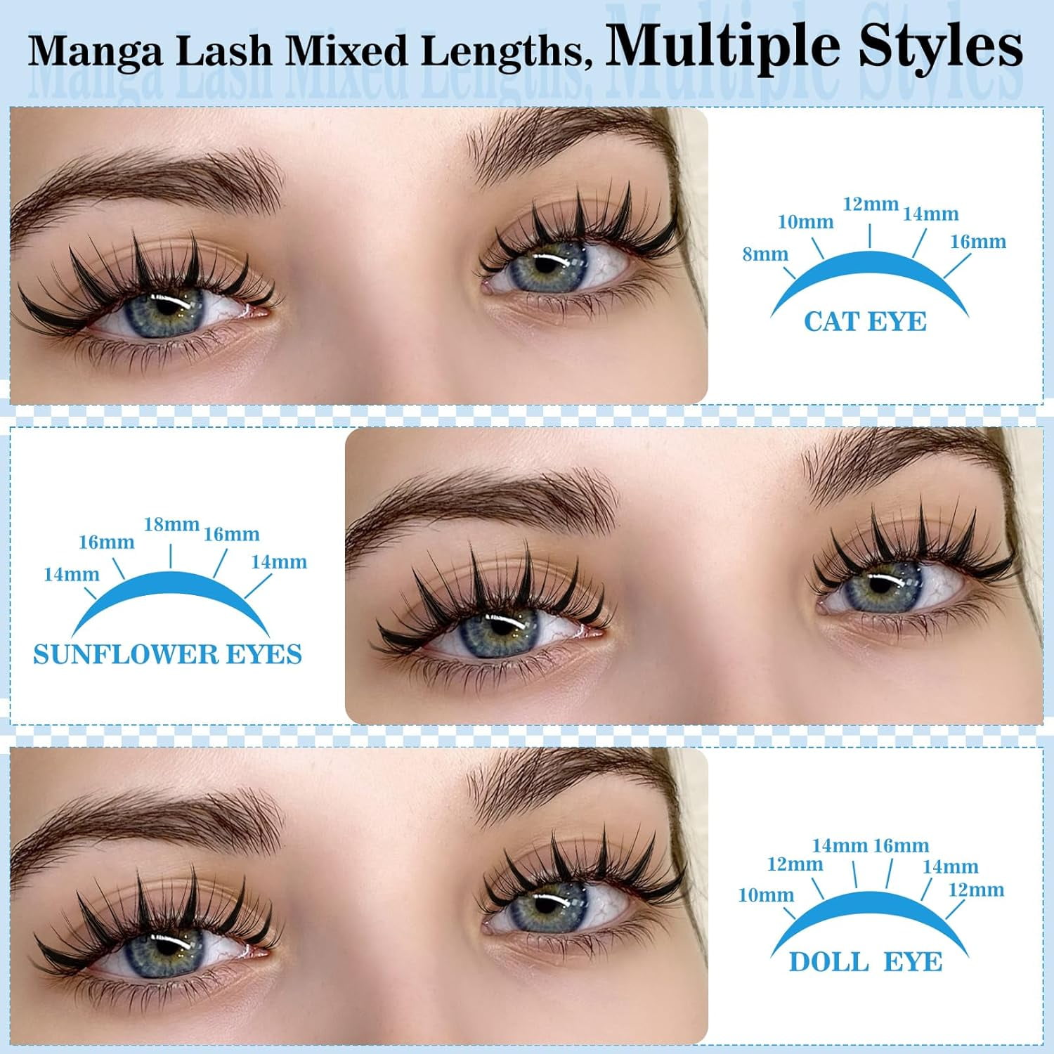 WEIF-Fairy Lash Clusters Kit Manga Lash Extension Kit Invisible Band ...