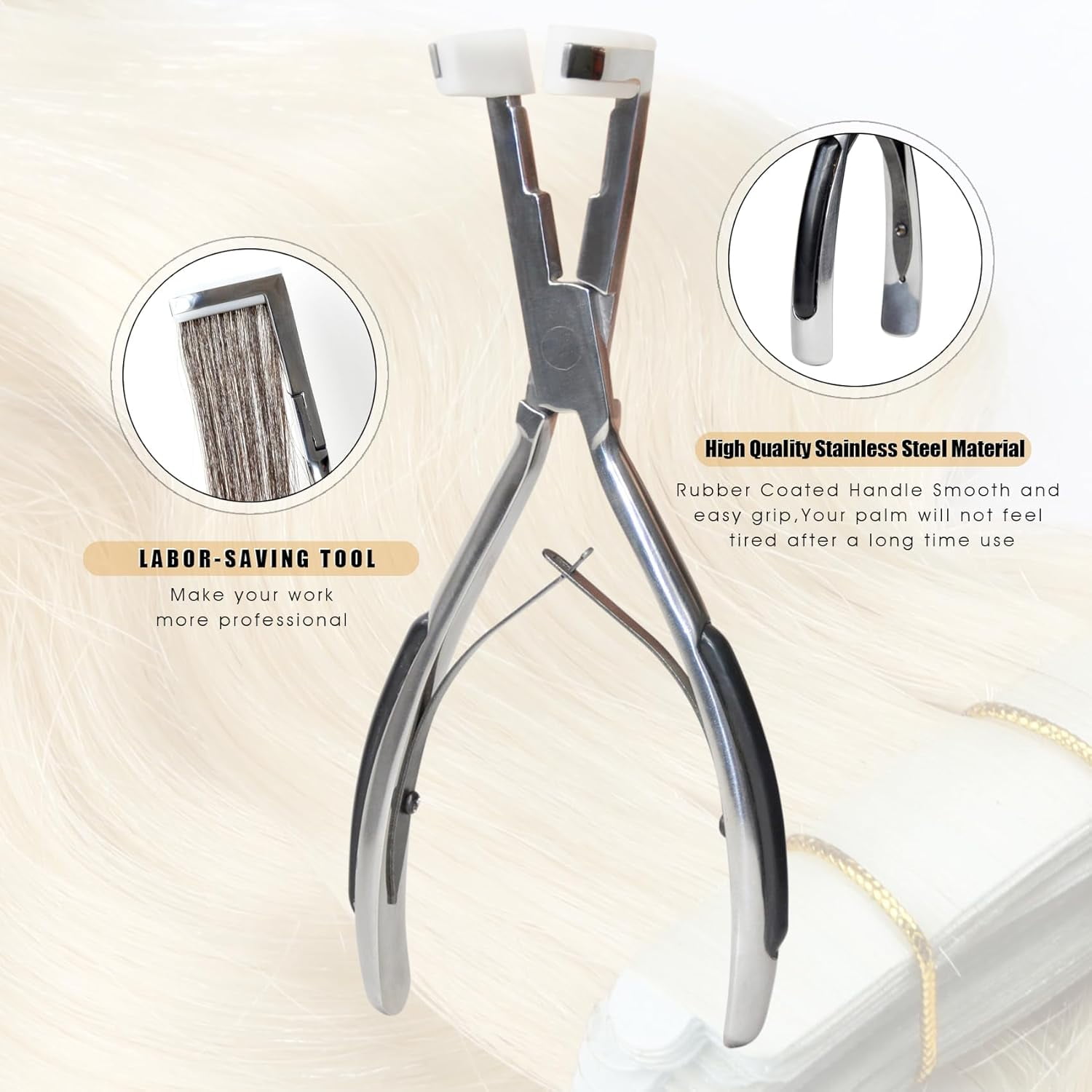 WEIF-Flat Surface Sealing Hair Extension Plier Tools Kit Tape in Pliers ...