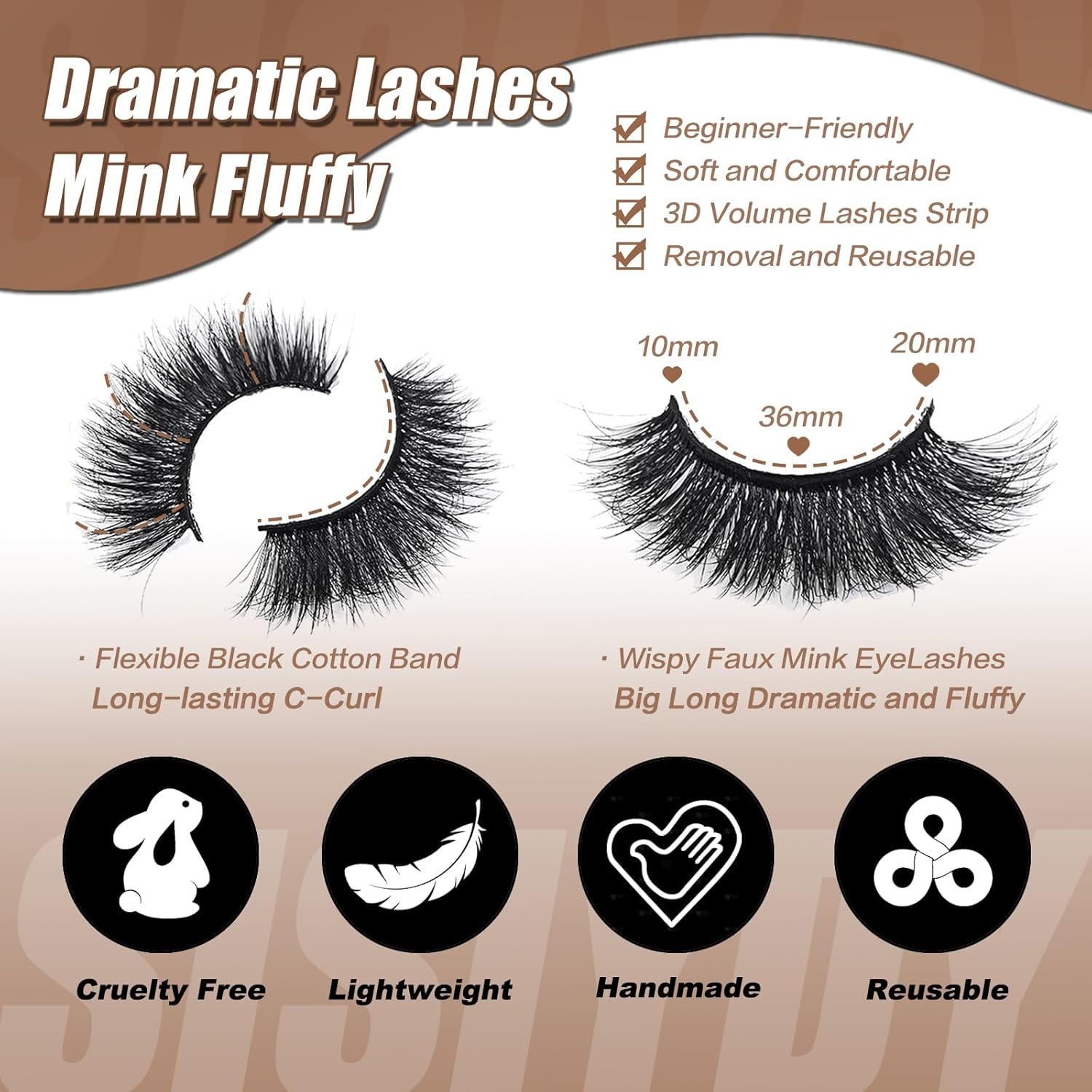 WEIF-Fluffy Mink Lashes Wispy 3D Faux Mink False Eyelashes Strips ...