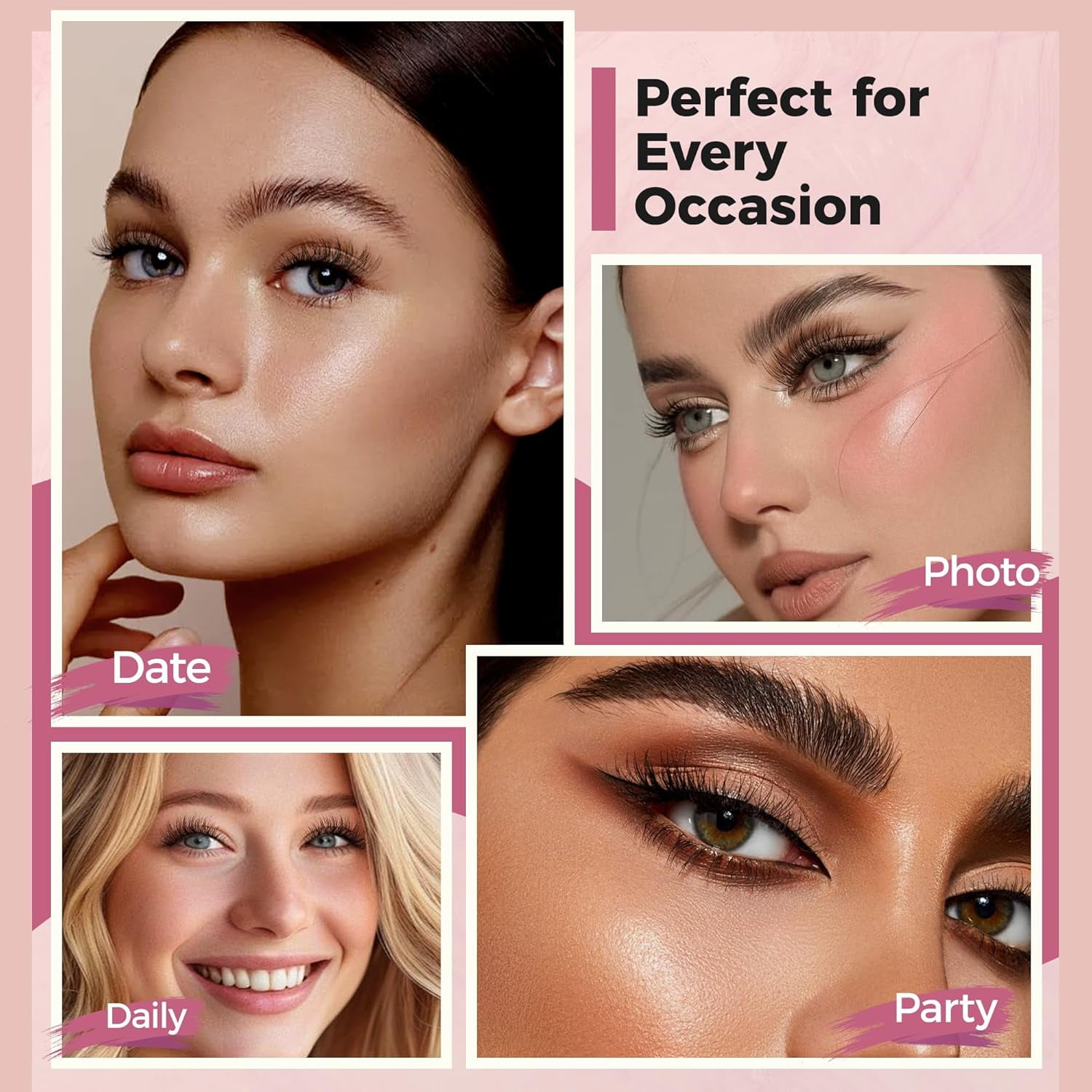 WEIF-Fluffy Wispy Eyelashes 7 Pairs Natural Look Faux Mink Strip lashes ...