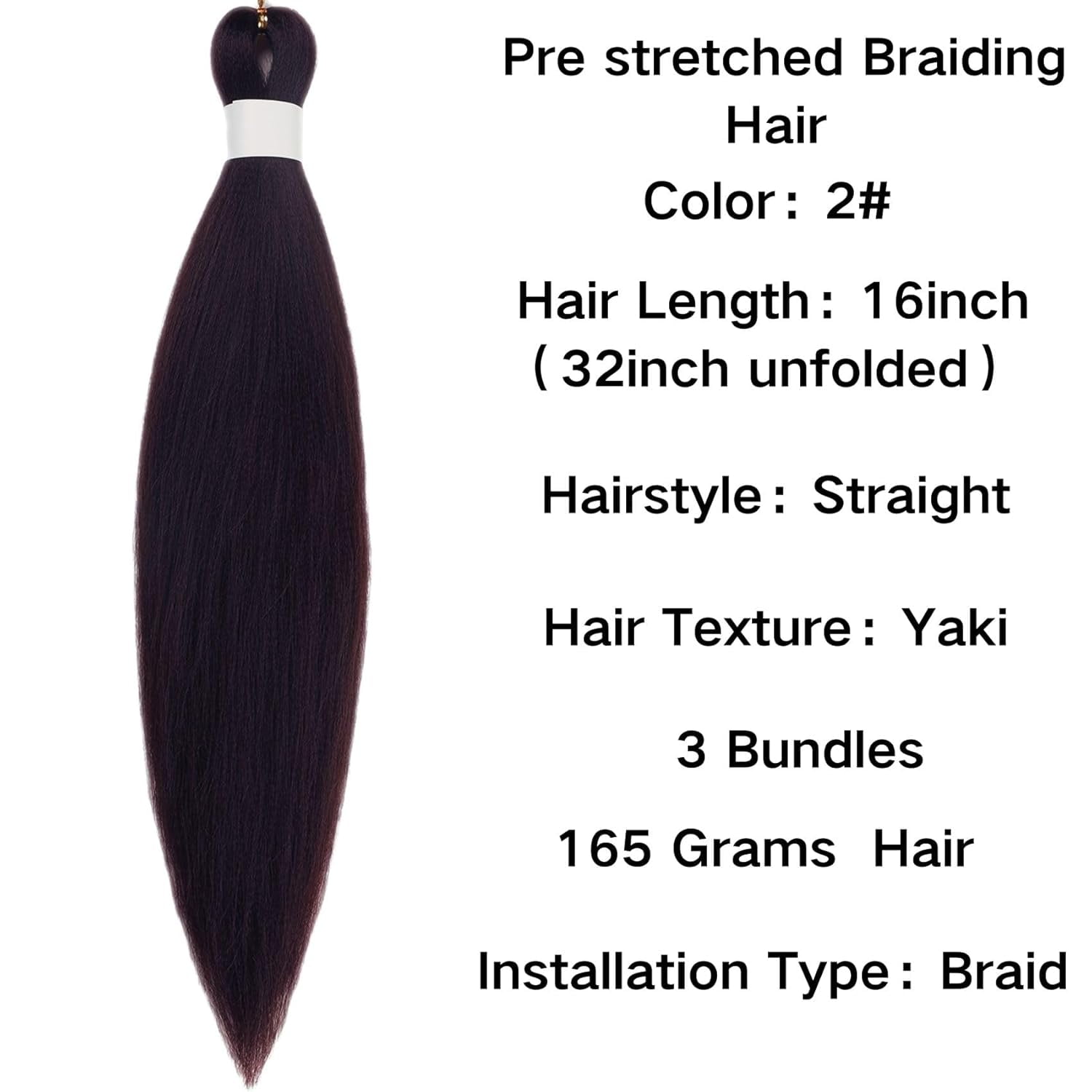 WEIF-Kids Braiding Hair Pre stretched Color 2 Braiding Hair for Kids ...