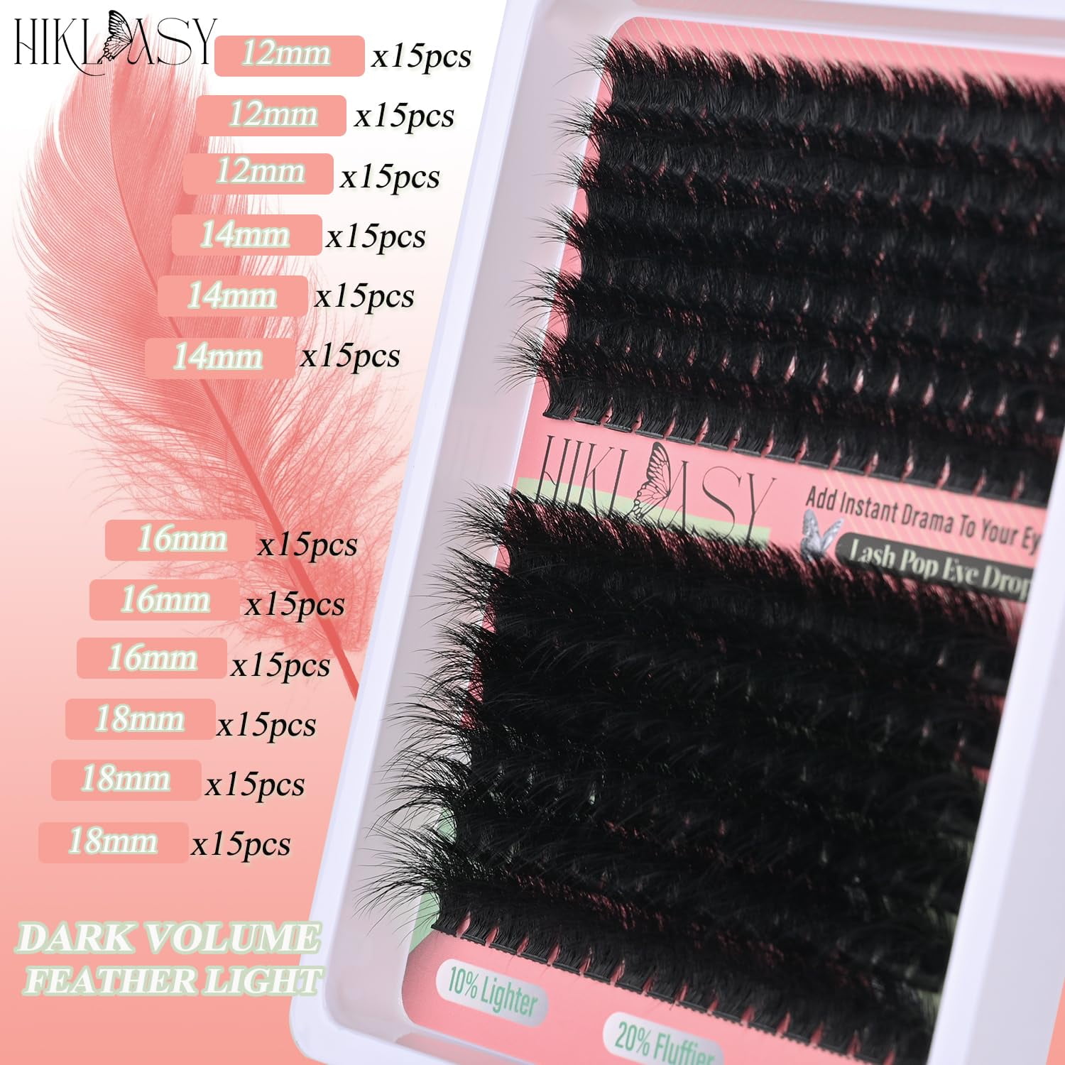 WEIF-Lash Cluster 260D Full Volume Cluster Lashes Bold 12-18mm Mega Lash Clusters Supplies Wispy ...