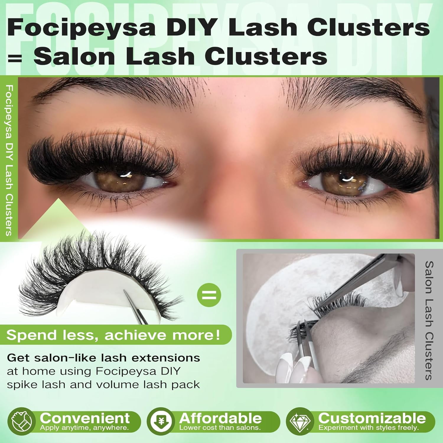 WEIF-Lash Clusters DIY Lash Extension Kit 60P Eyelash Extension Wispy ...