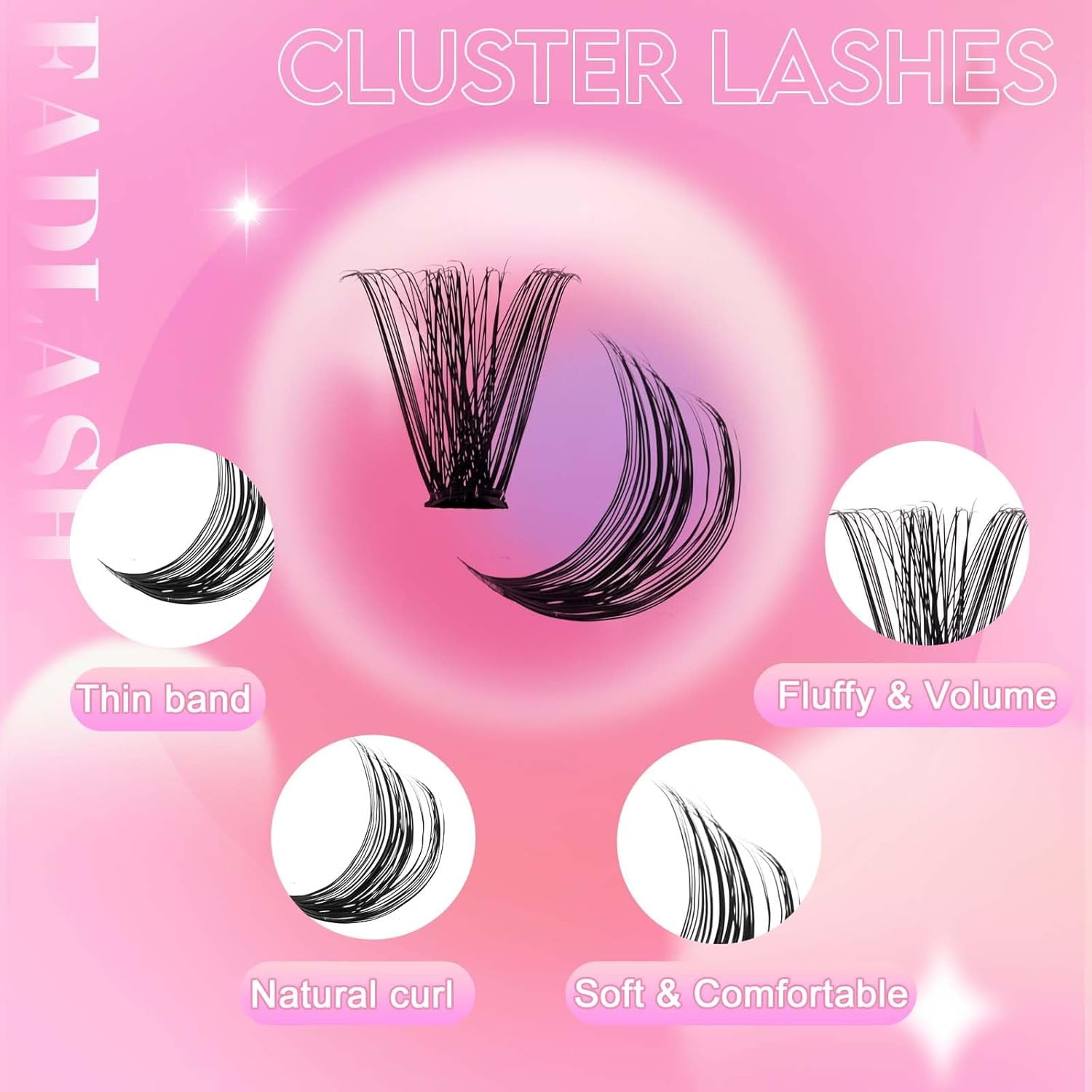 WEIF-Lash Clusters Fluffy 50D+60D 10-18mm Mixed Tray Thick Eyelash ...