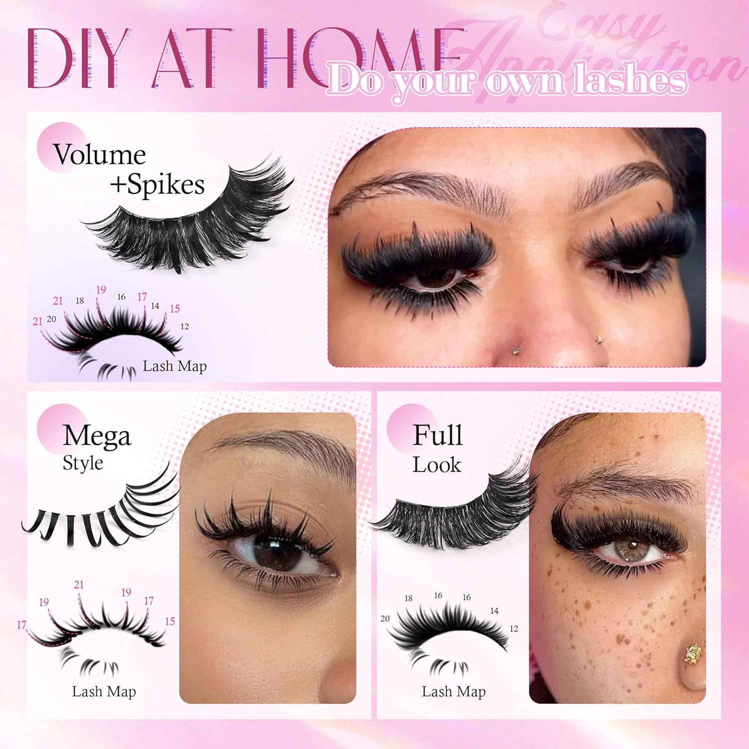 WEIF-Lash Clusters with Spikes 60D80D100D Eyelash Clusters Volume ...