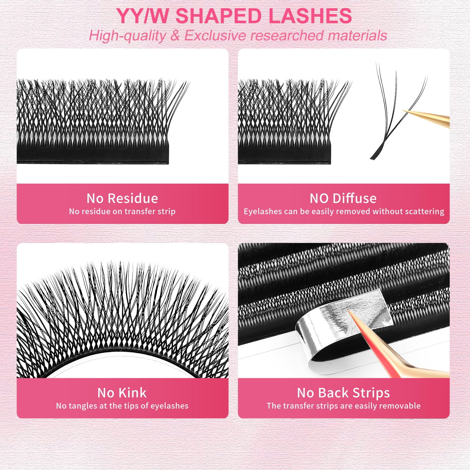 WEIF-Lash Extensions Double Tips 3D Eyelash Extensions W Shape 0.07mm ...
