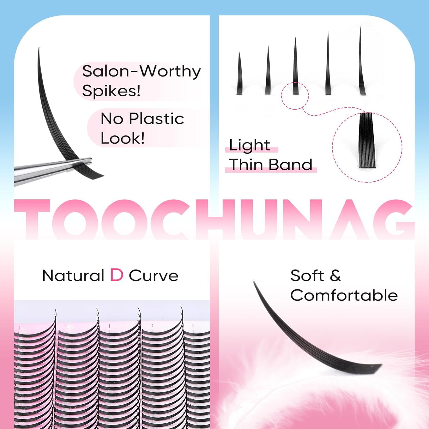 WEIF-Lash Spikes 320pcs Spiky Lash Clusters 13-21mm D Curve Volume ...