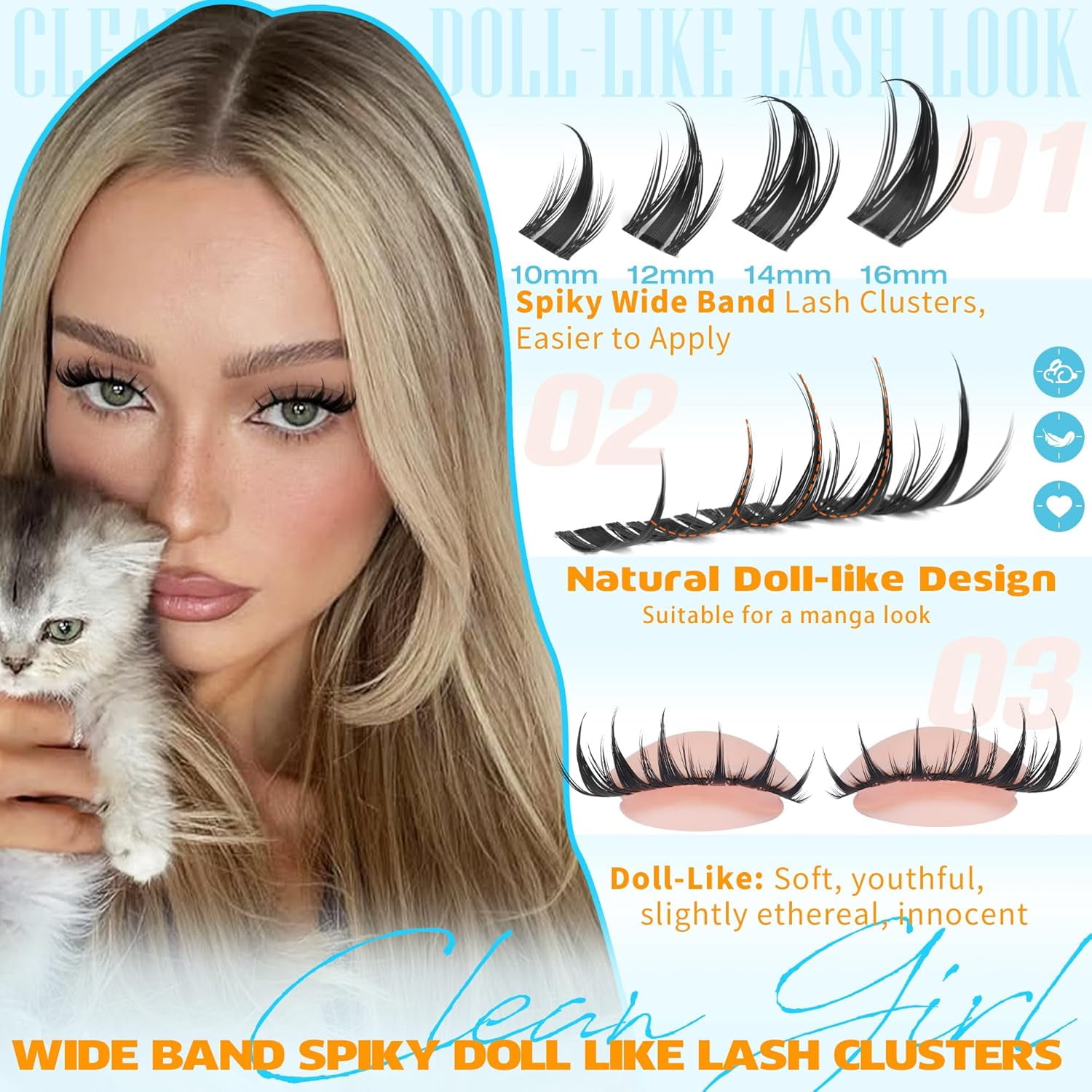WEIF-Manga Lash Clusters with Spikes Fairy Eyelash Clusters Anime ...