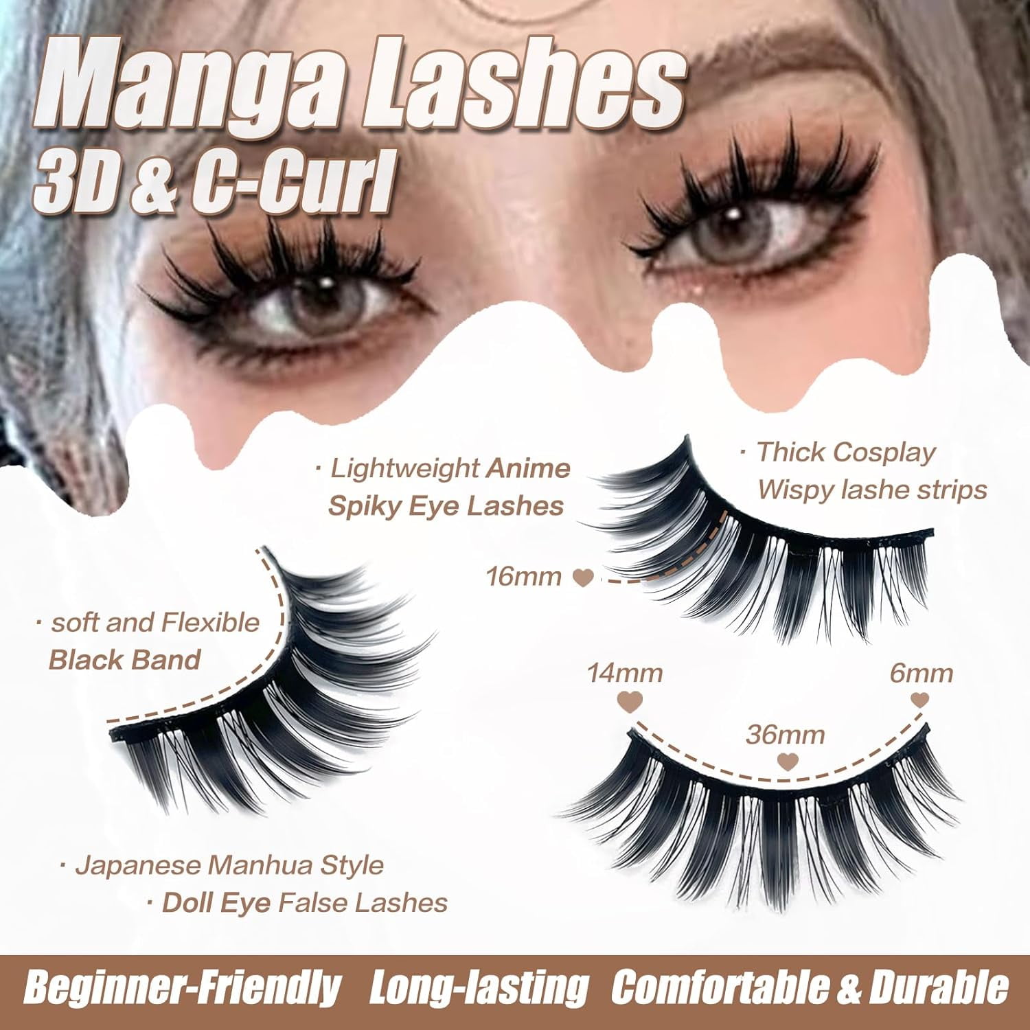 WEIF-Manga Lashes Japanese Style Thick Cosplay Wispy Anime Spiky Lashes ...