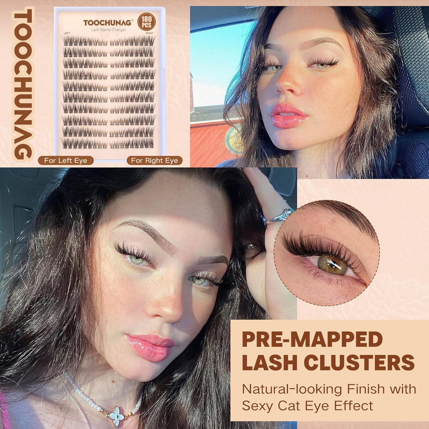 WEIF-Natural Lash Clusters Wispy Eyelash Clusters C Curl Left&Right ...