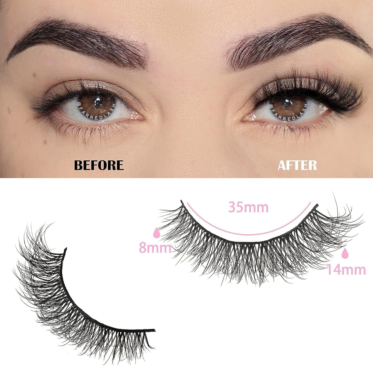 WEIF-Natural Lashes Short Eyelashes Wispy False Mink Lash Pack 14 Pair ...