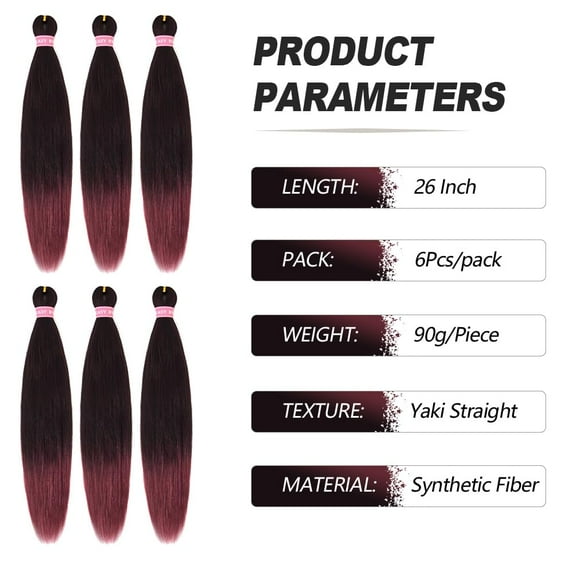 WEIF-Ombre Braiding Hair Pre Stretched 26 Inch 6Pcs/Packs Synthetic Hot ...