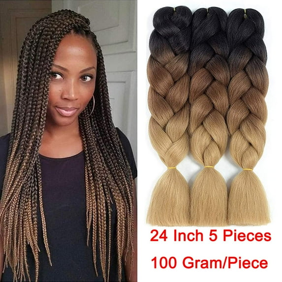 WEIF-Ombre Braiding Hair Synthetic Jumbo Braiding Hair Extensions 24 ...
