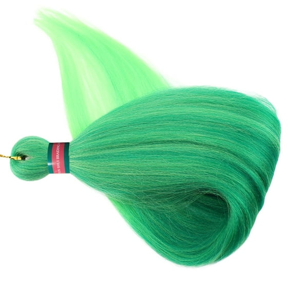 WEIF-Ombre Green Pre stretched Braiding Hair 2 Packs Pre feathered ...
